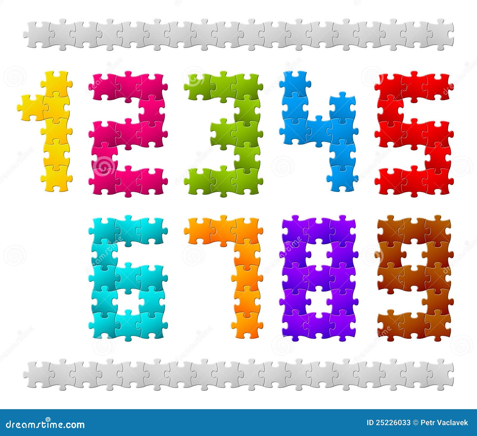 Vector Numbers Made from Puzzle Pieces Stock Vector - Illustration of ...