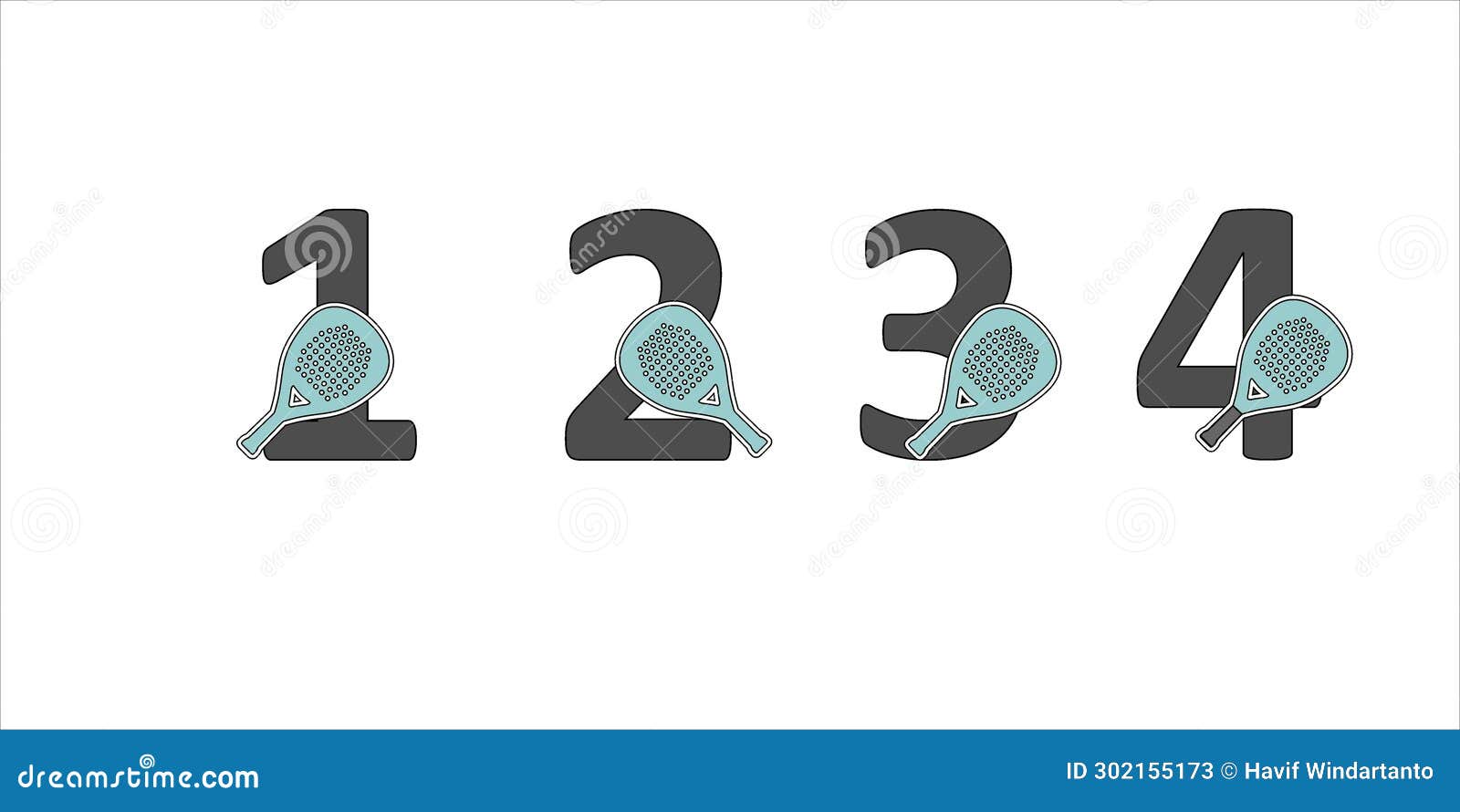 Numbers Padel in a Set 1 2 3 4 with the Racket on the Side Stock Vector ...