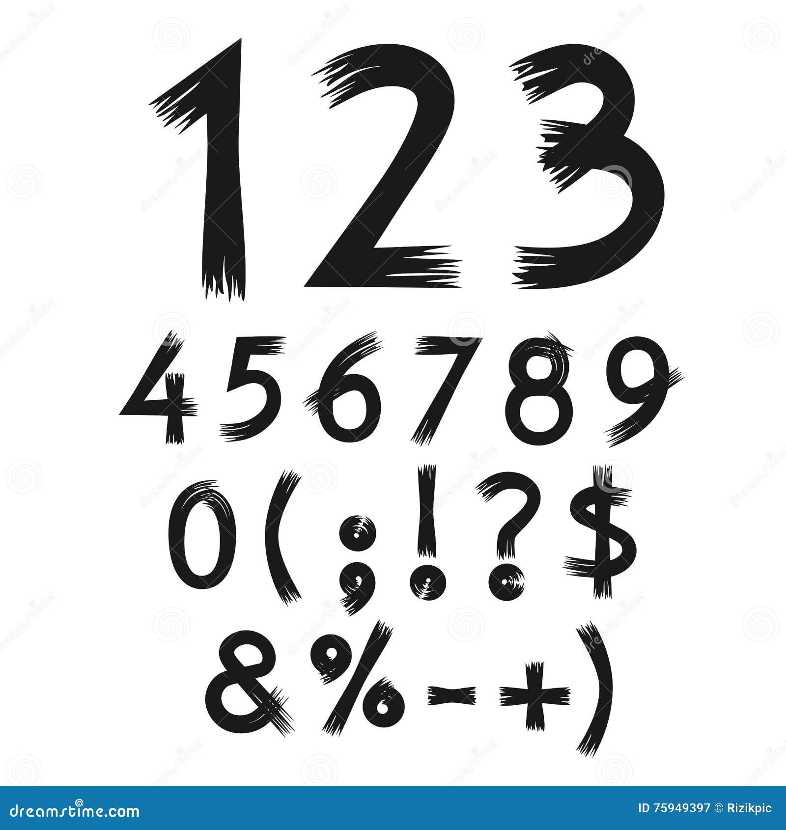 Vector Numbers and Symbols, in the Form of the Letters Painted with ...