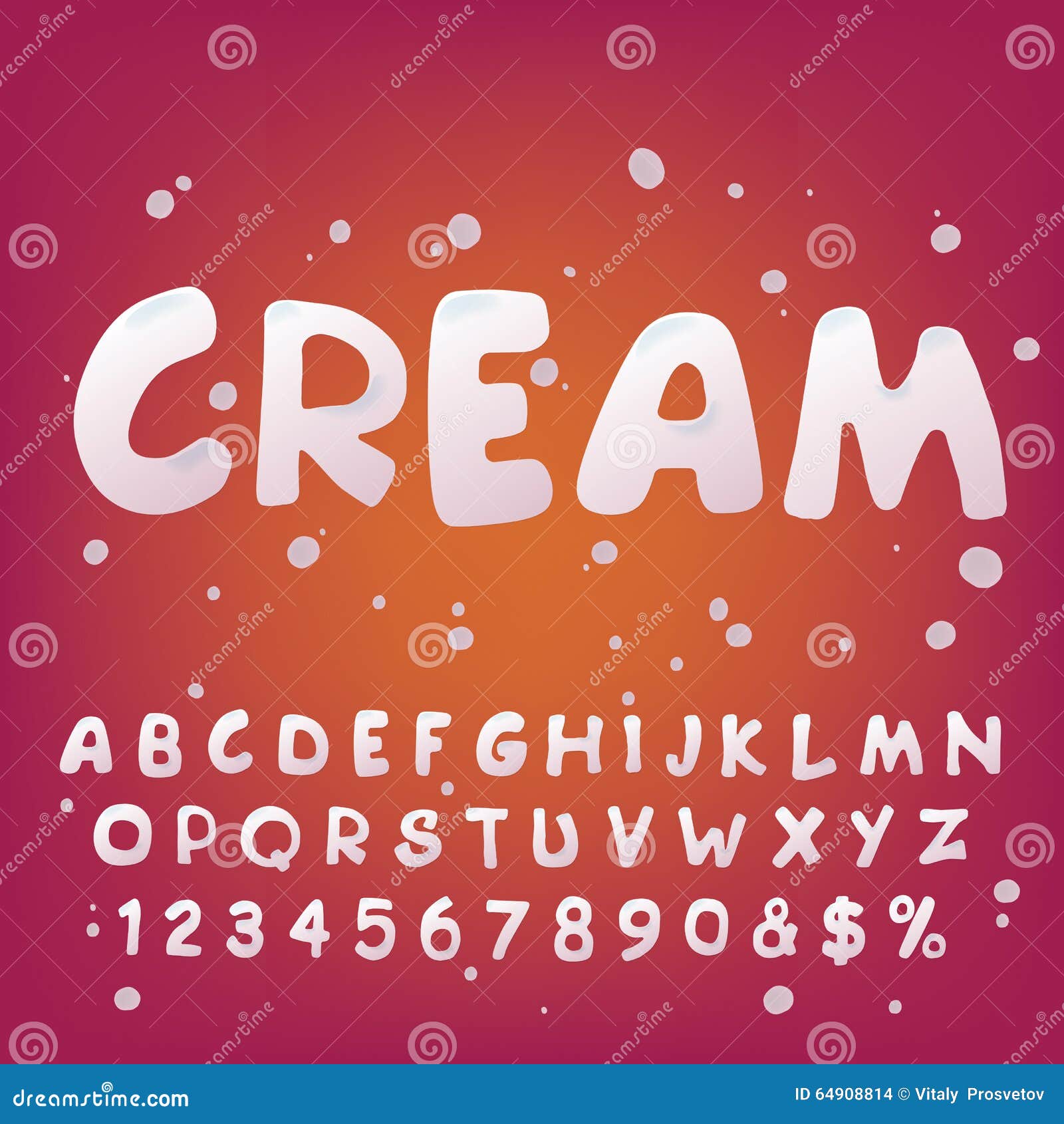 Vector Numbers and Symbols Made of Cream. Stock Vector - Illustration ...