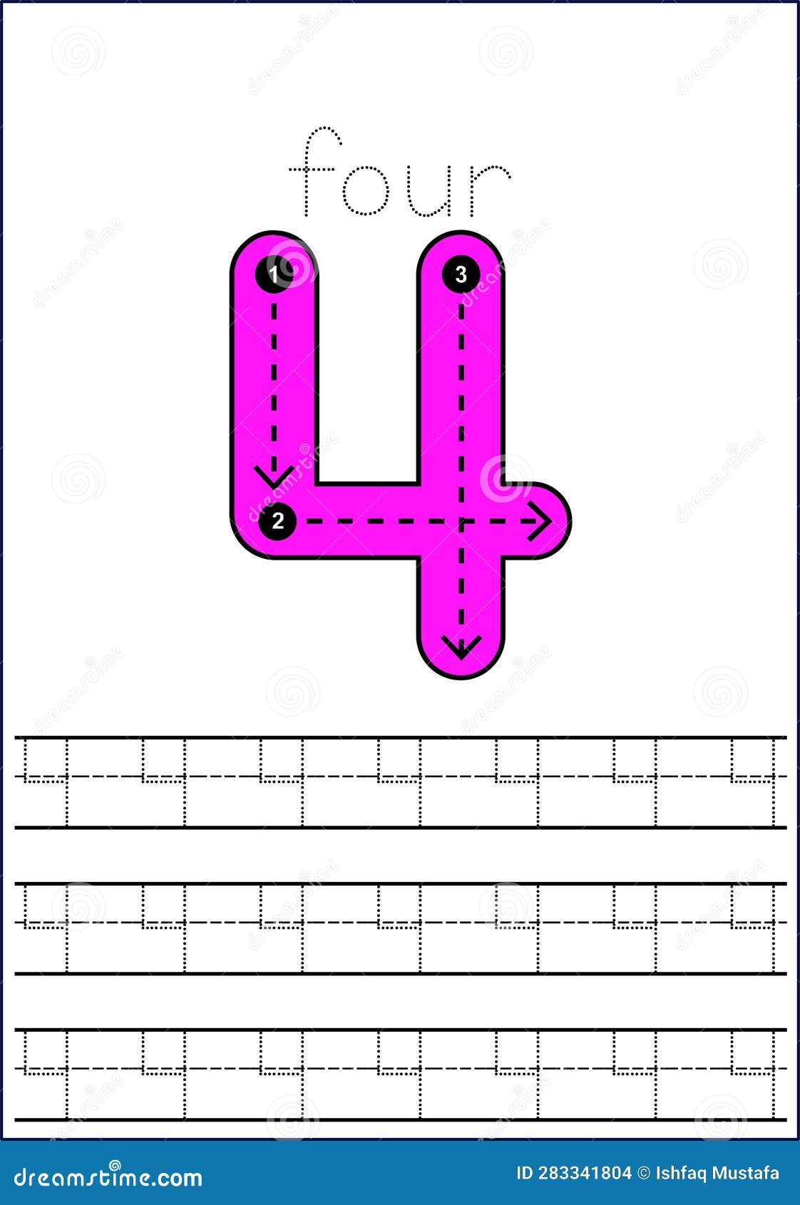 Vector Numbers Tracing Worksheet for Kids - Tracing Dashed Lines and ...