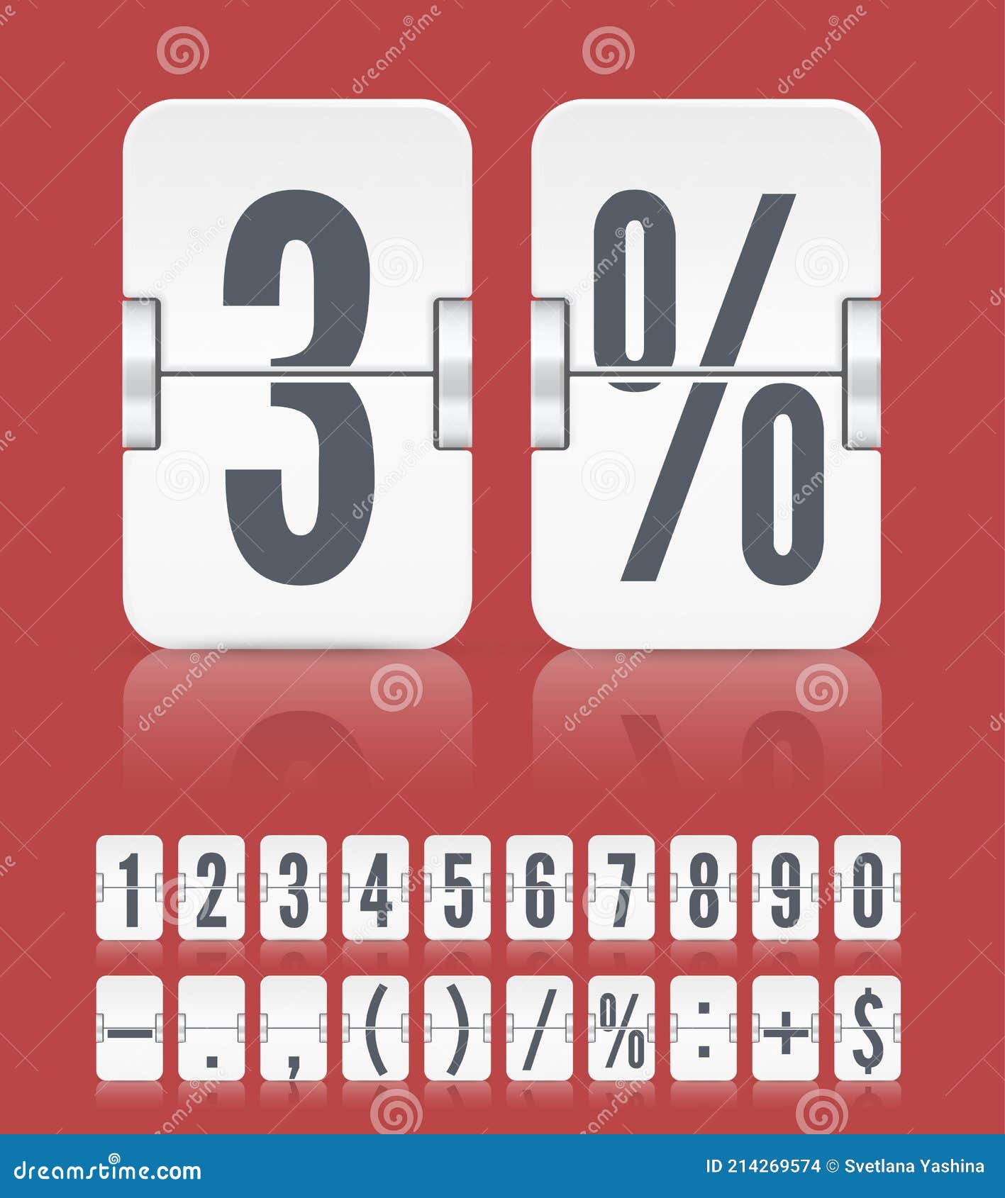 Vector Numeric Flip Scoreboard with Symbols and Reflections for White ... Vector Numeric Flip Scoreboard with Symbols and Reflections for White ...