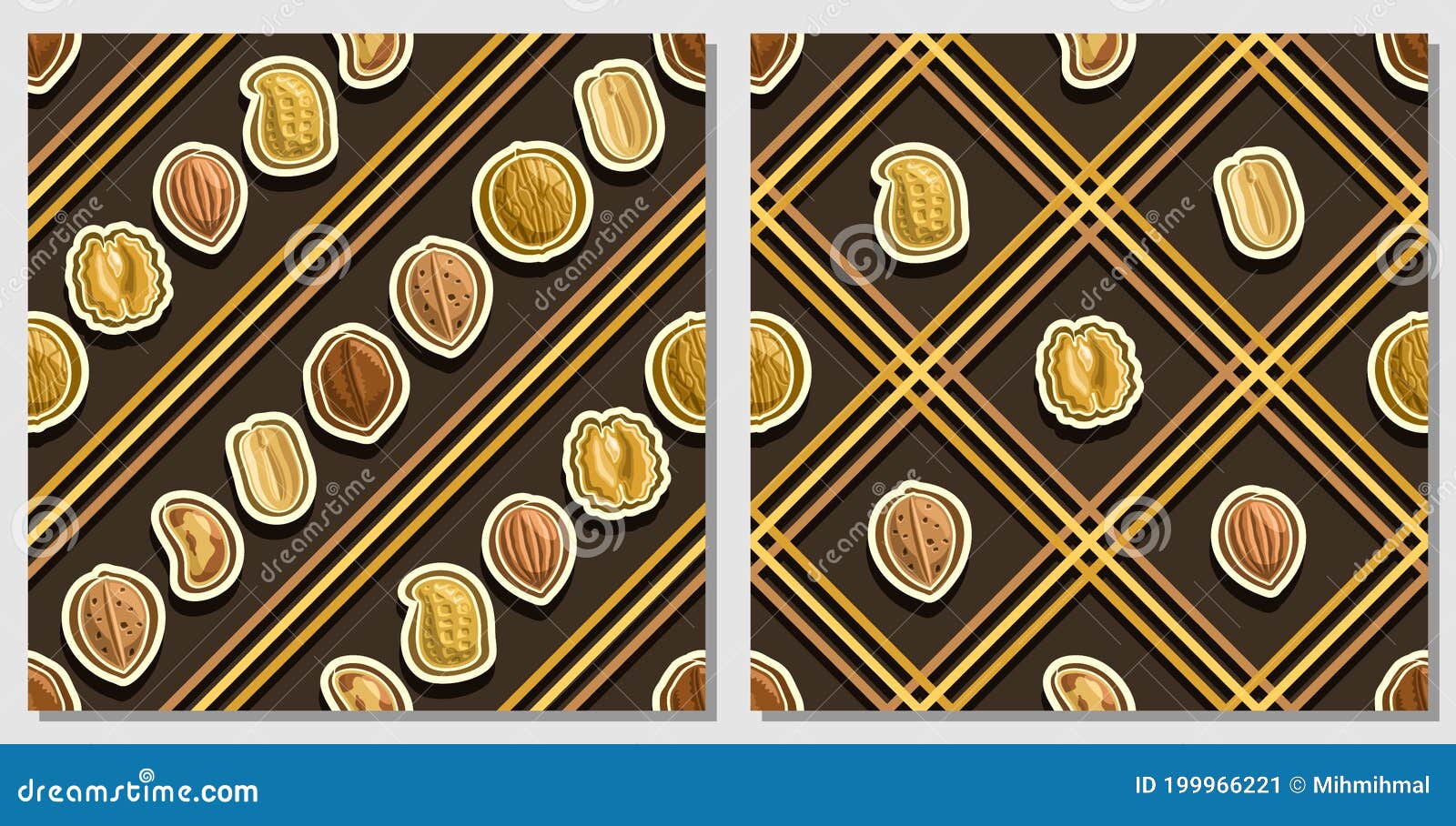 Vector Nut Seamless Patterns Stock Vector - Illustration of decorative ...