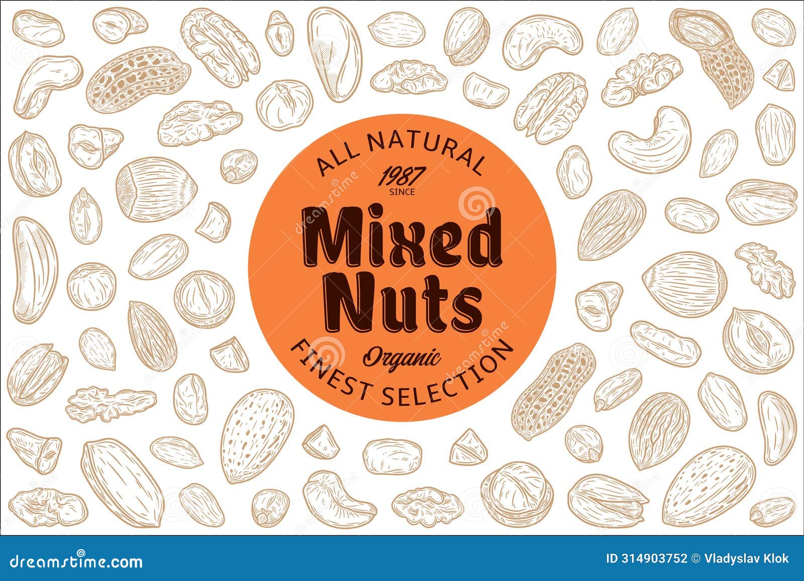 Vector Nuts Label, Nut Kernels and Shells Icons Stock Vector ...