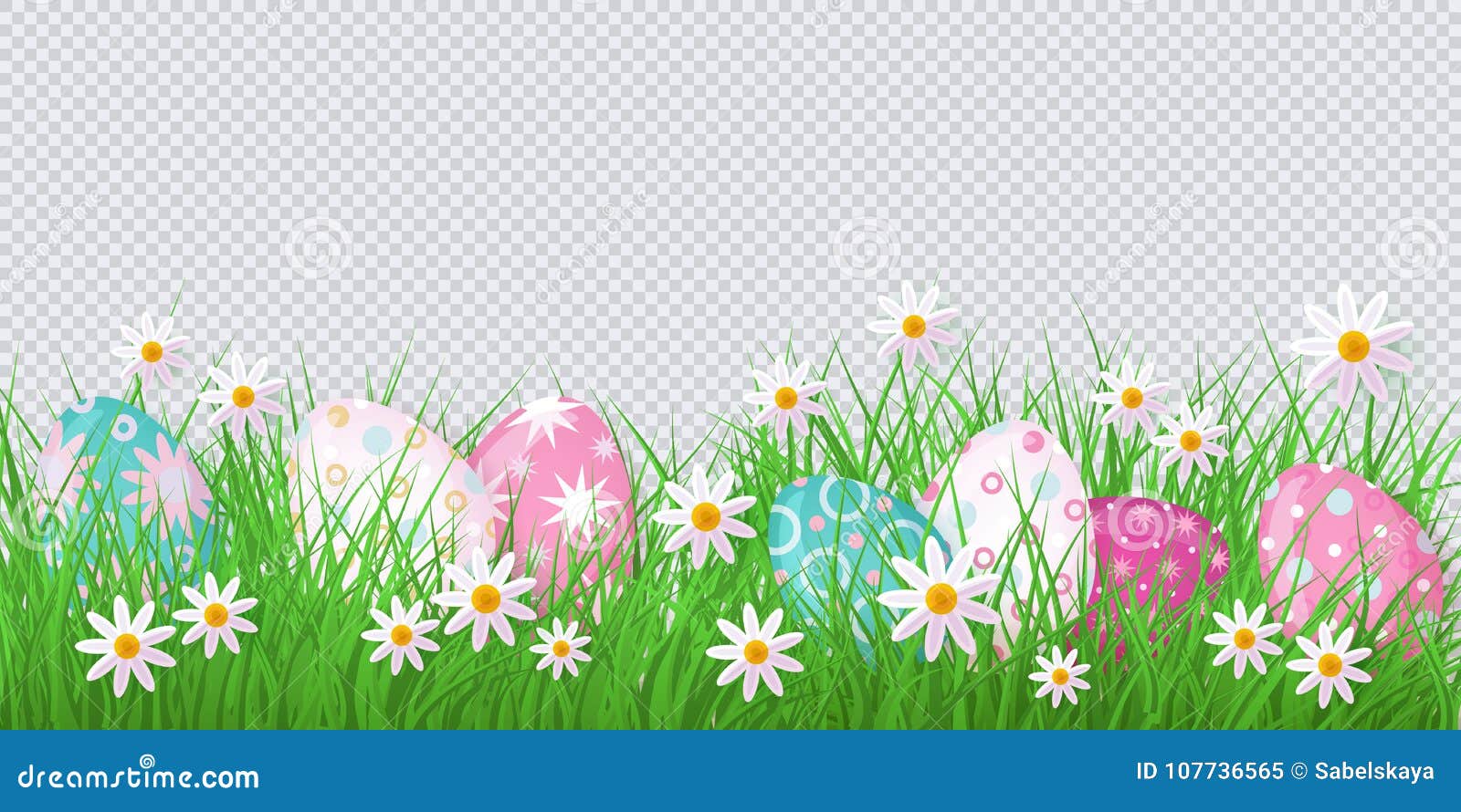 Vector O Fundo De Easter Com Ovos, Flores, Grama Ilustração do Vetor ...