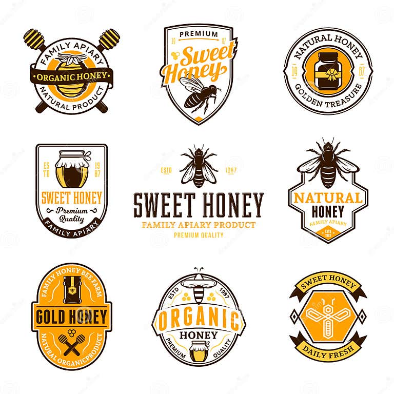 Vector O Logotipo Do Mel, Os ícones E Os Elementos Do Projeto ...