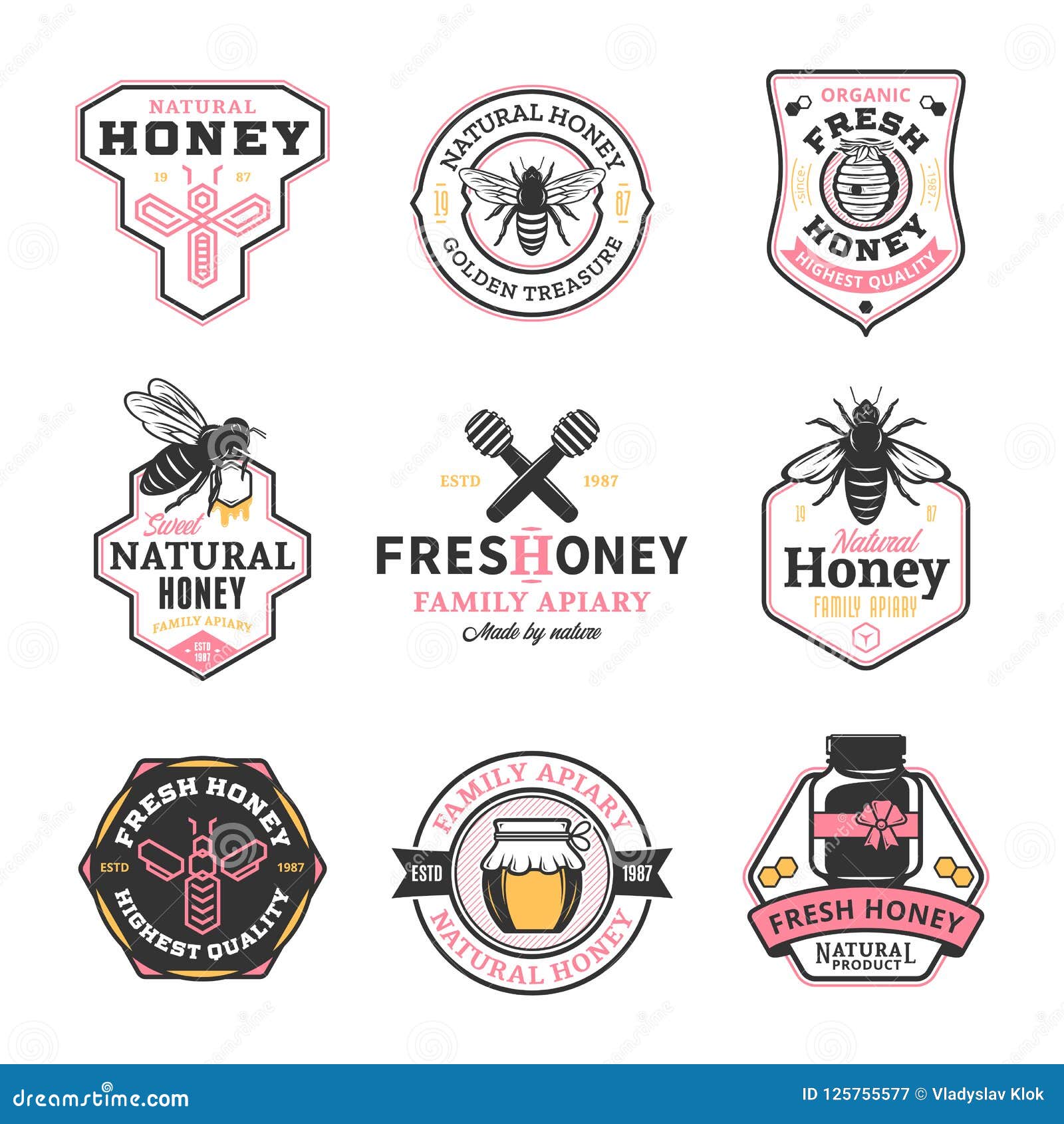 Vector O Logotipo Do Mel, Os ícones E Os Elementos Do Projeto ...