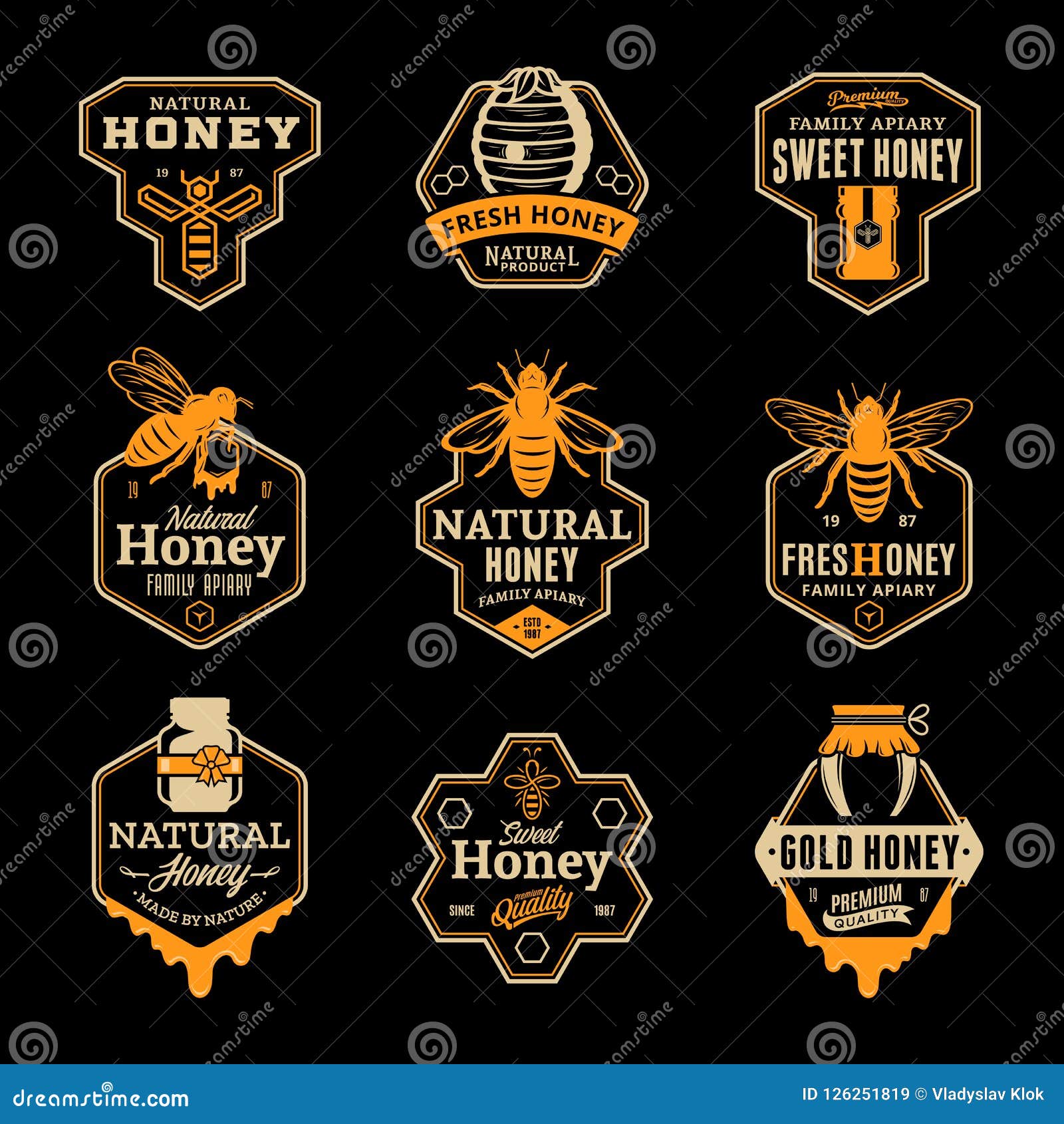 Vector O Logotipo Do Mel, Os ícones E Os Elementos Do Projeto ...