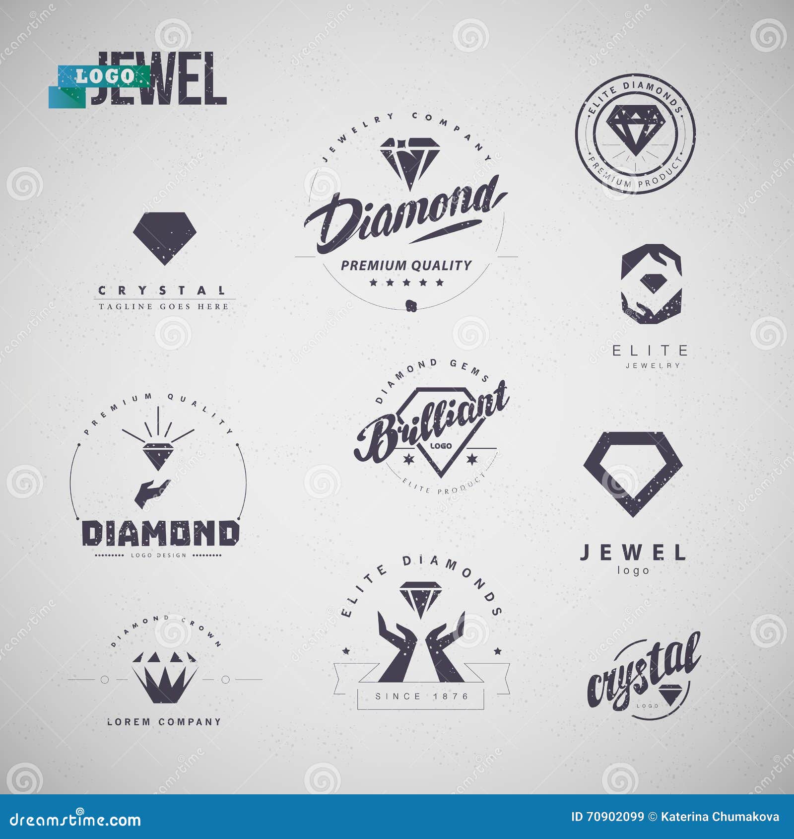 Vector O Logotipo Liso Da Joia Isolado No Fundo Branco Ilustração do ...