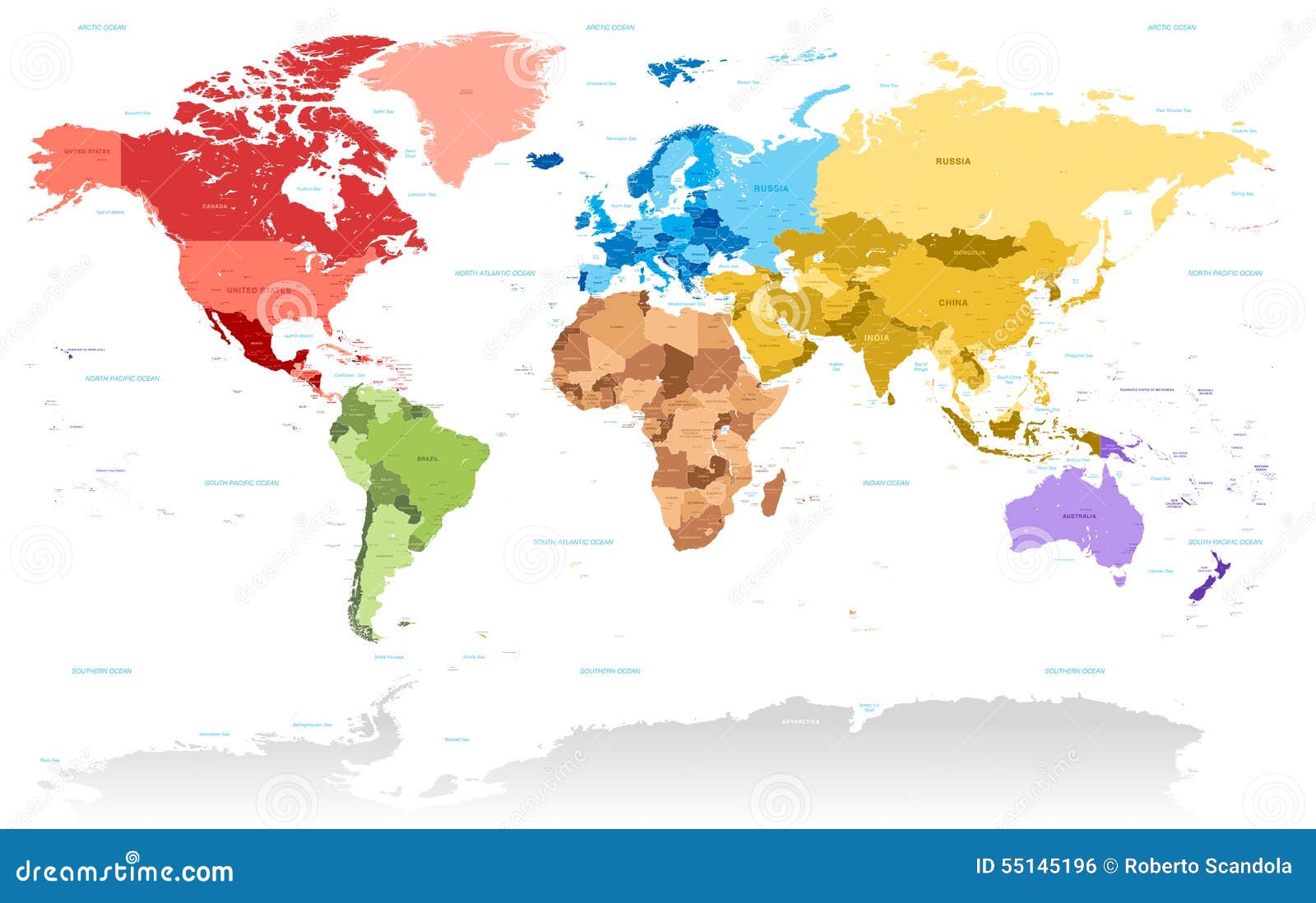 Vector O Mapa De Cor Alto Do Detalhe Do Mundo Ilustração do Vetor ...