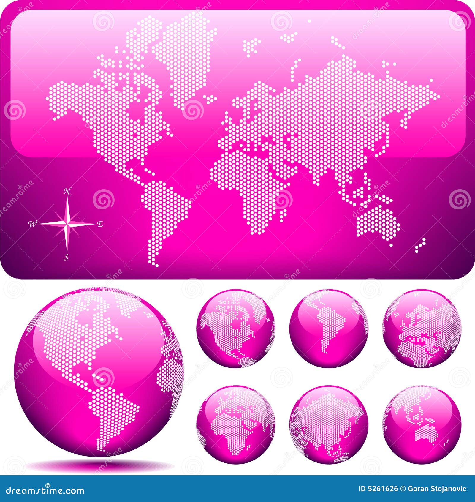 Vector O Mapa E O Globo Pontilhados Do Mundo - COR-DE-ROSA Ilustração ...