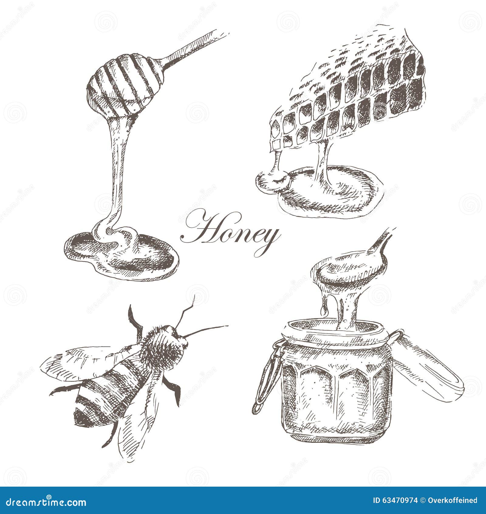 Vector O Mel, Honeycells, Honeystick, Abelha Ilustração do Vetor ...