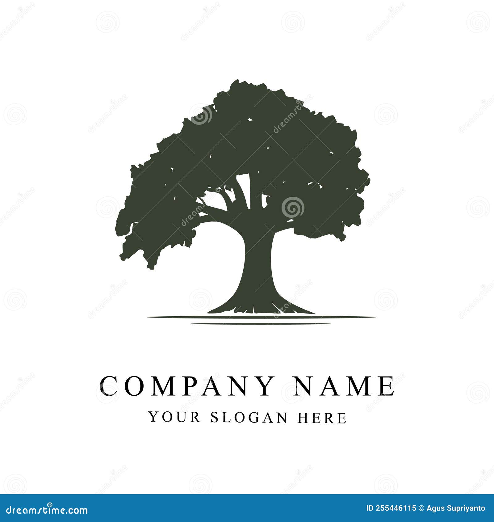 Vector Oak Tree Logo Template Silhouette Stock Vector - Illustration of ...