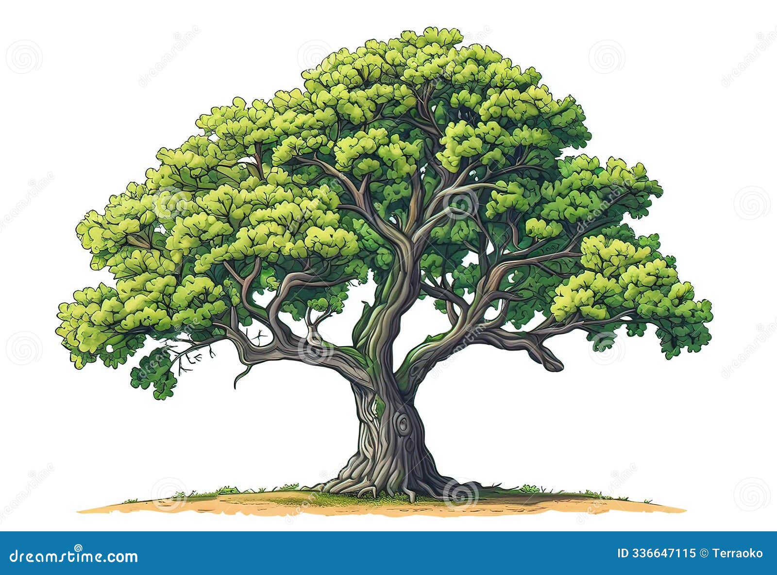 Vector Oak Tree. Vector Illustration of Old Green Oak Tree, Creative ...