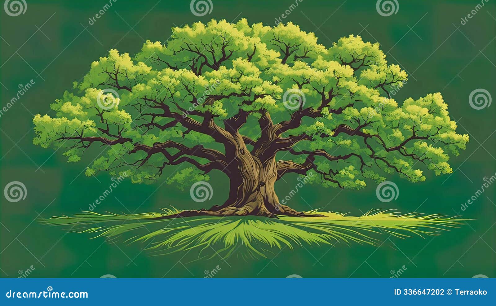 Vector Oak Tree. Vector Illustration of Old Green Oak Tree, Creative ...