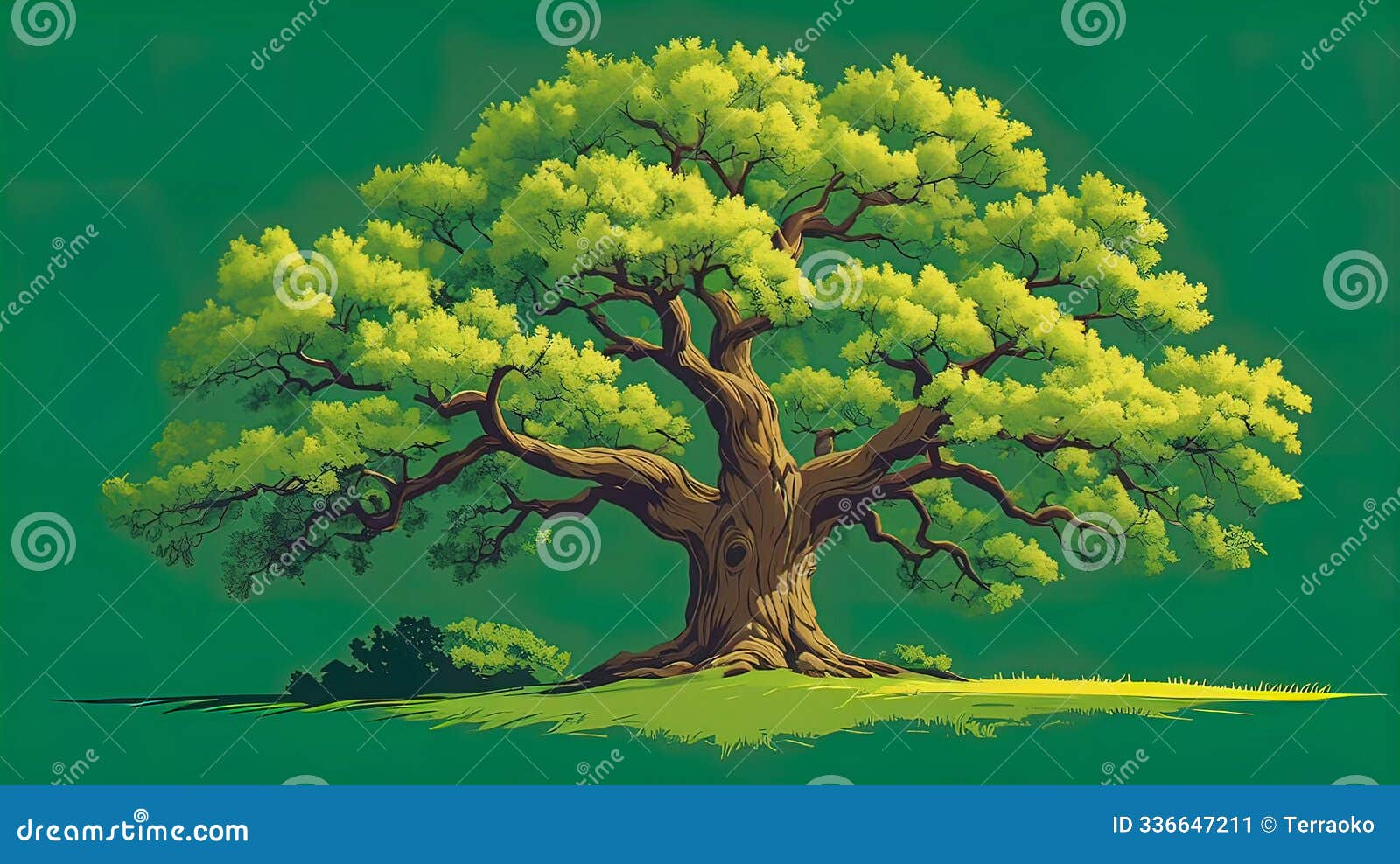 Vector Oak Tree. Vector Illustration of Old Green Oak Tree, Creative ...