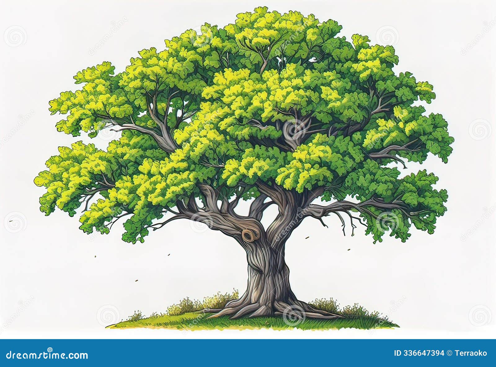 Vector Oak Tree. Vector Illustration of Old Green Oak Tree, Creative ...