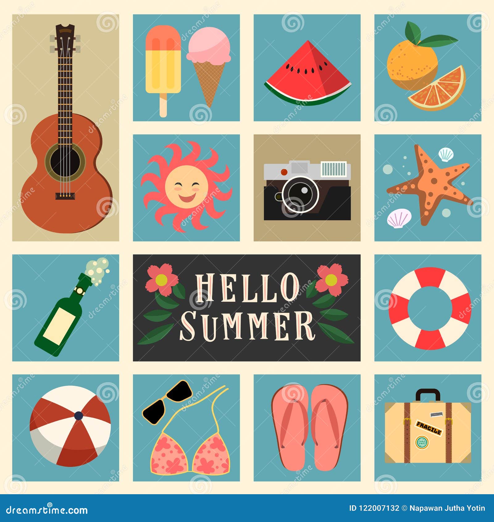Vector Objects Cilp Art Summer Collection Set. Stock Vector ...