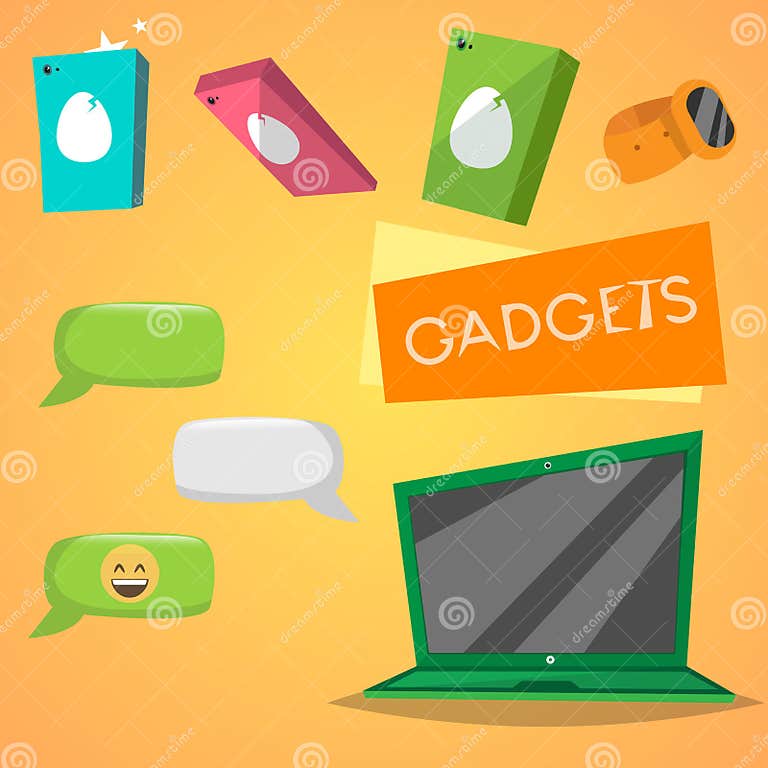 Vector Objects. Computer and Telephones Stock Vector - Illustration of ...