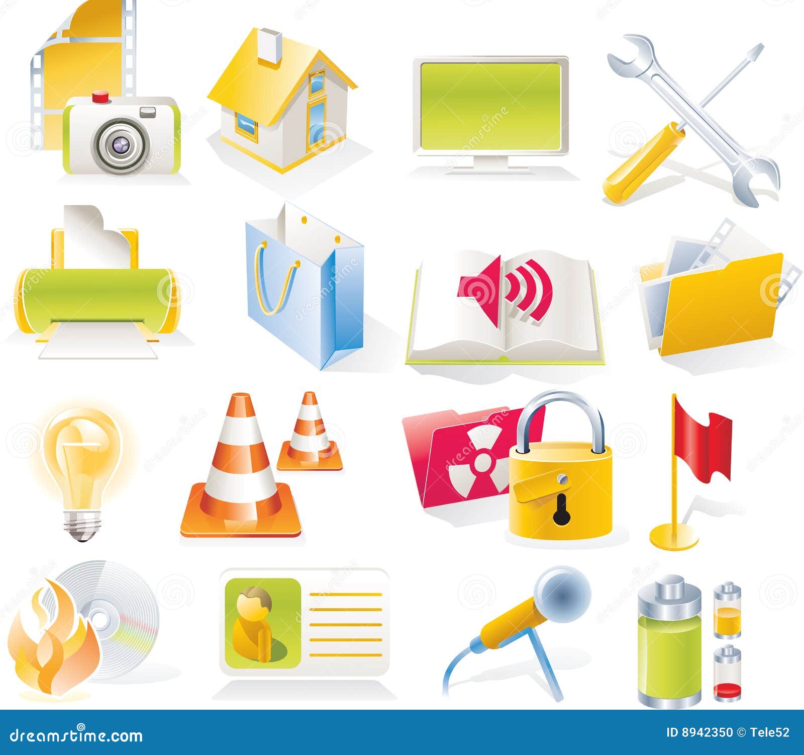 Vector Objects Icons Set. Part 4 Stock Vector - Illustration of ...