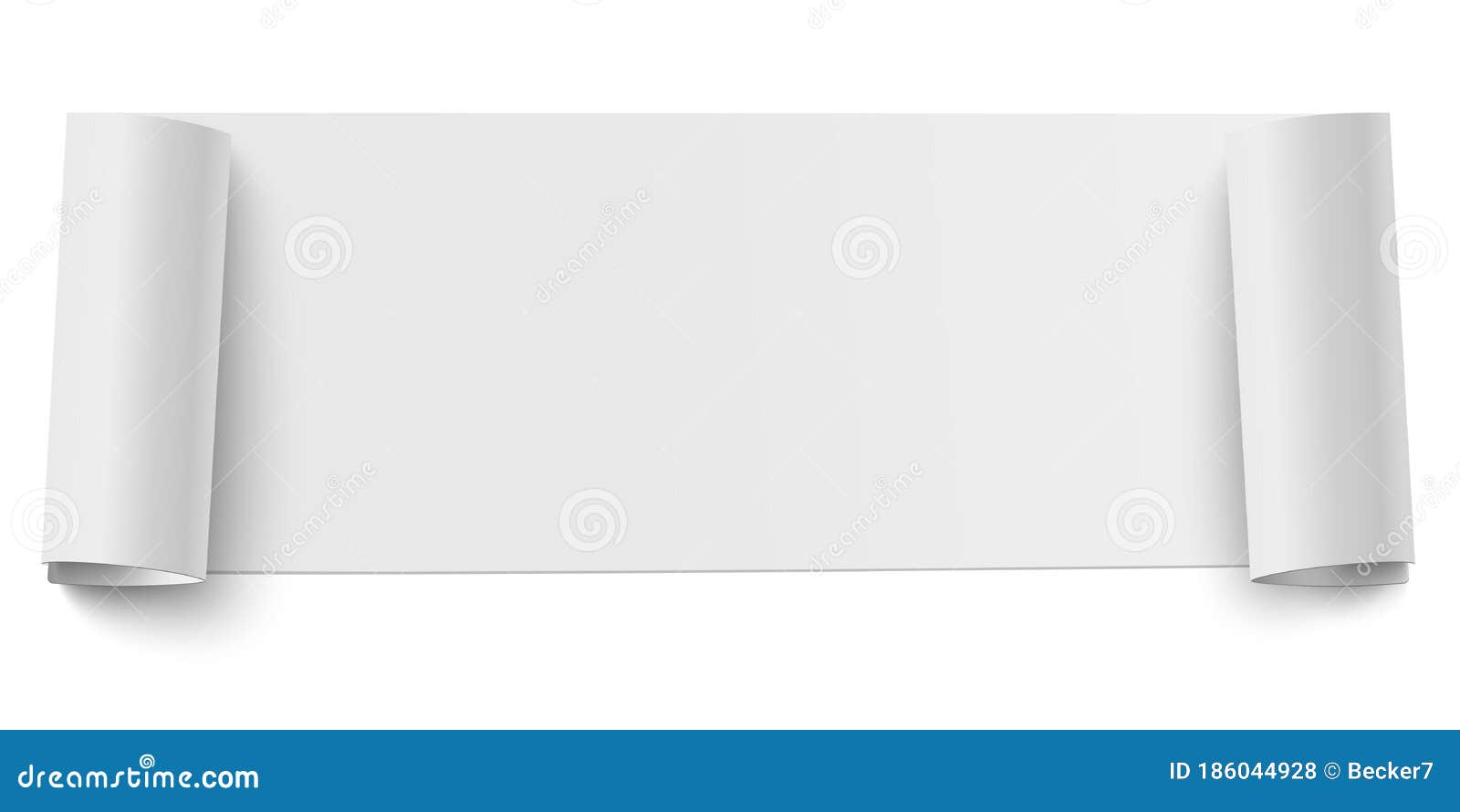 Vector Oblong Horizontal Roll of White Sticky Paper with Rolled Both ...