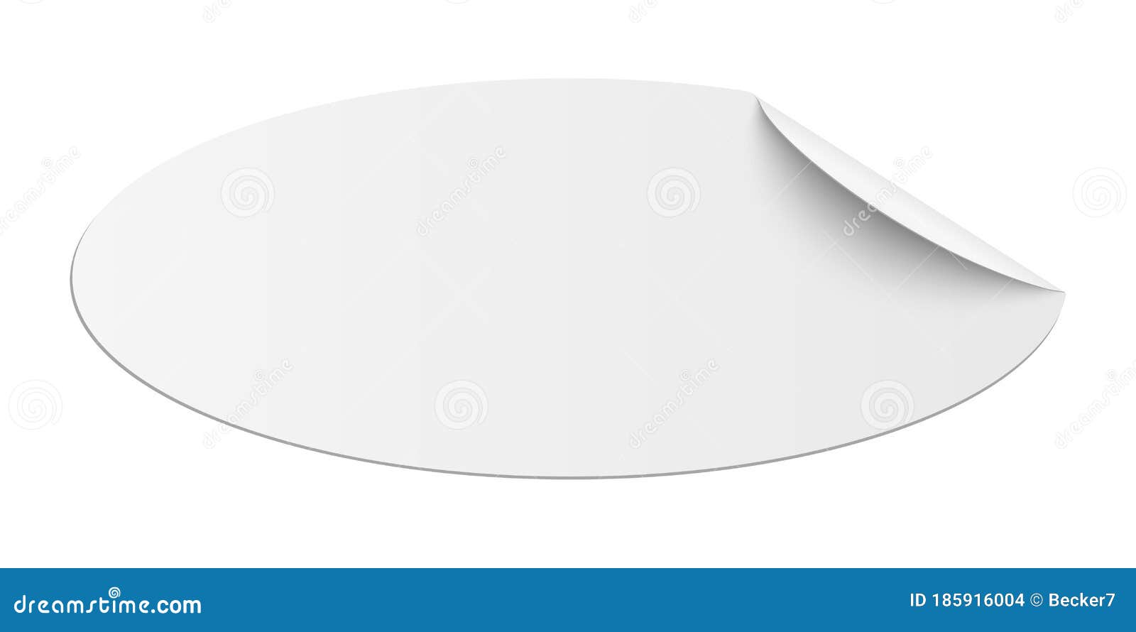 Vector Oblong Oval White Sticky Paper with Curled Corner and Soft ...