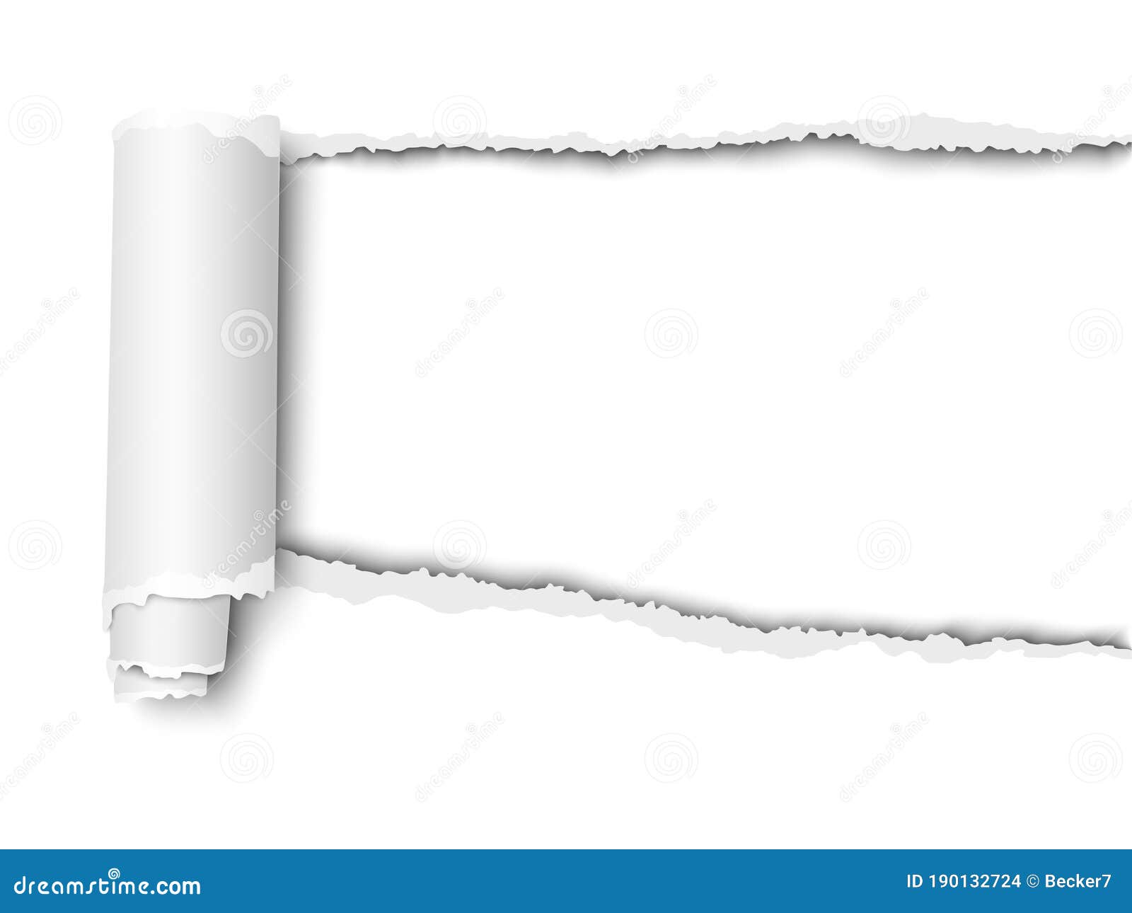 Vector Oblong Snatched Hole In Sheet Of White Paper From Left To Right ...