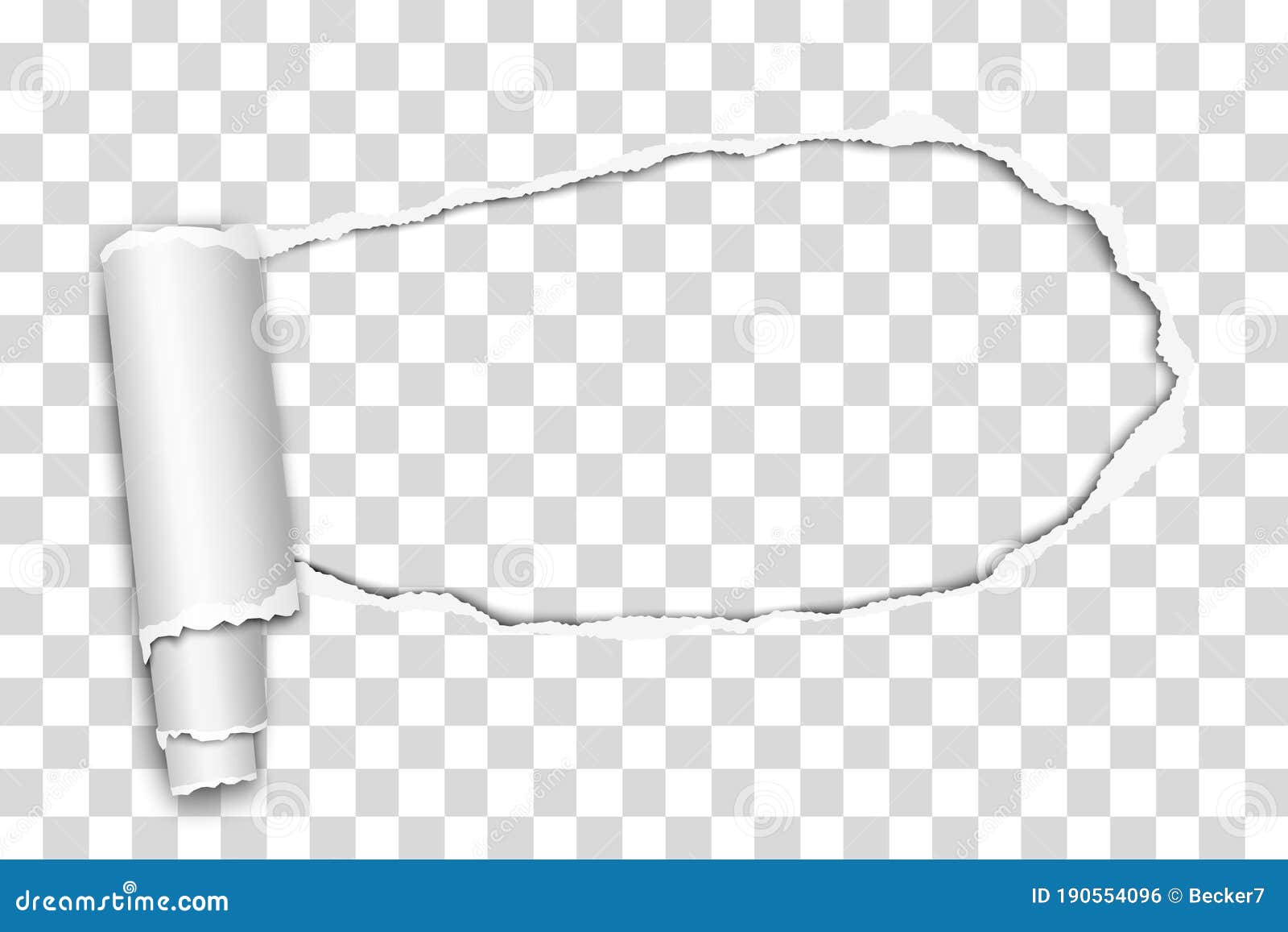 Vector Oblong Snatched Hole In Sheet Of White Paper From Left To Right ...