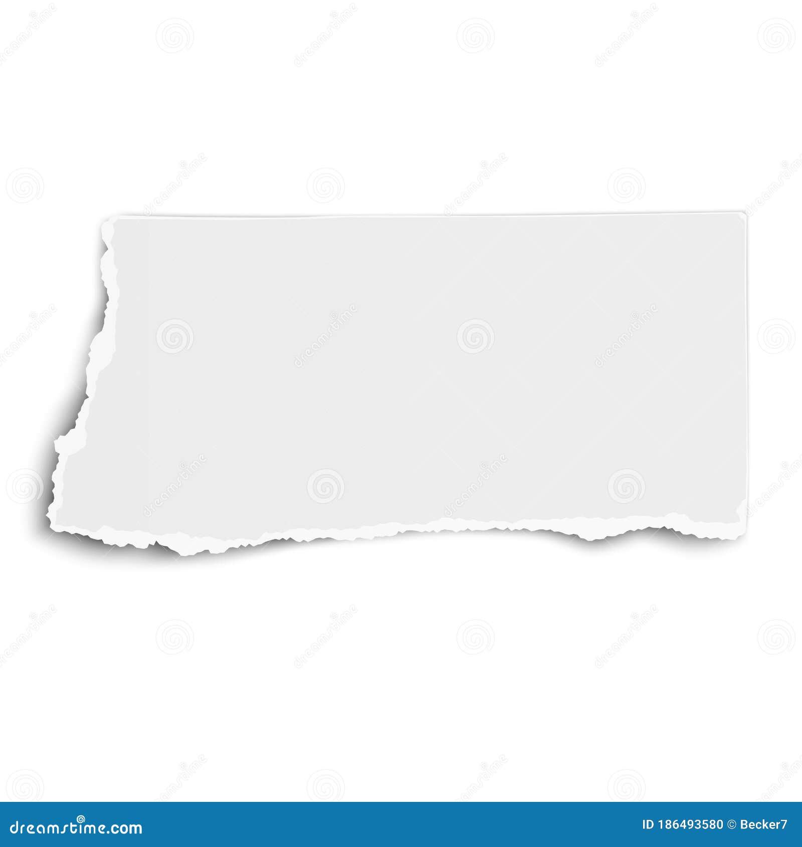 Vector Oblong Torn Paper Tear, Scrap, With Soft Shadow Isolated On ...