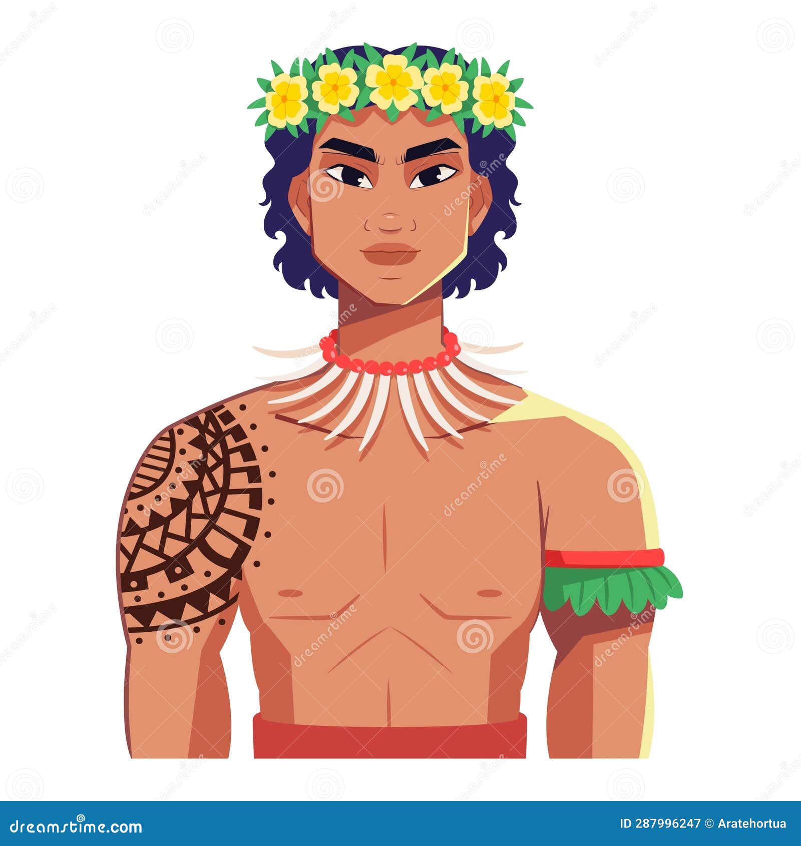 Vector Oceania Native Male Cartoon Illustration Isolated Stock Vector ...