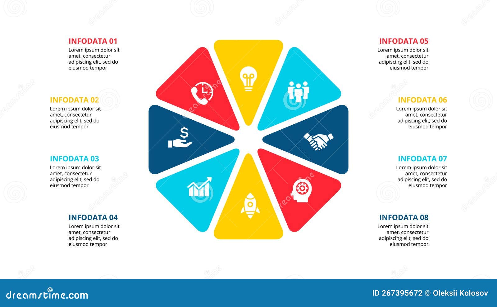 Vector Octagon Infographic with 8 Options for Presentation Stock Vector ...
