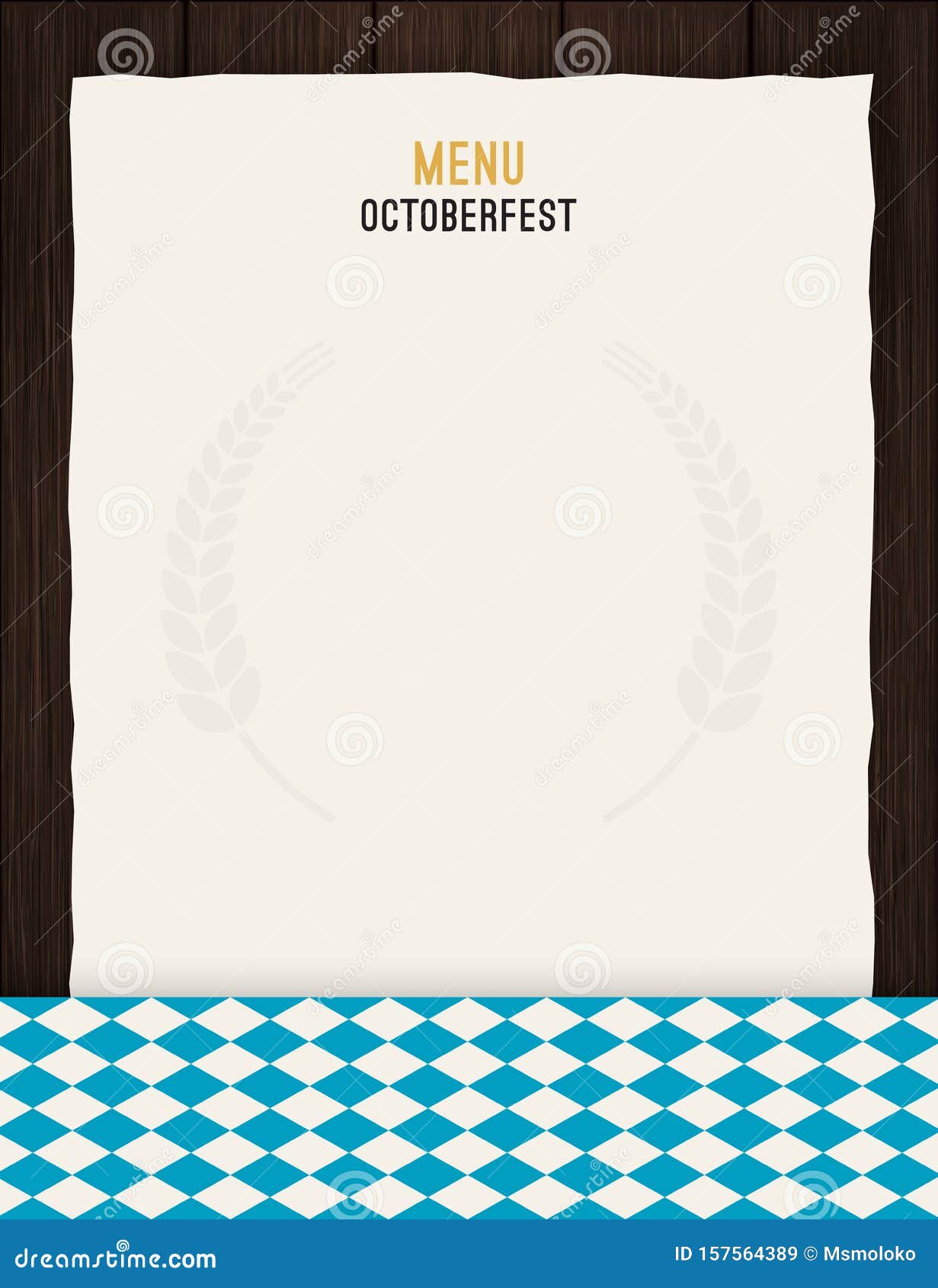 Vector Octoberfest Background For Beer Table Menu Or Flyer. Vintage ...