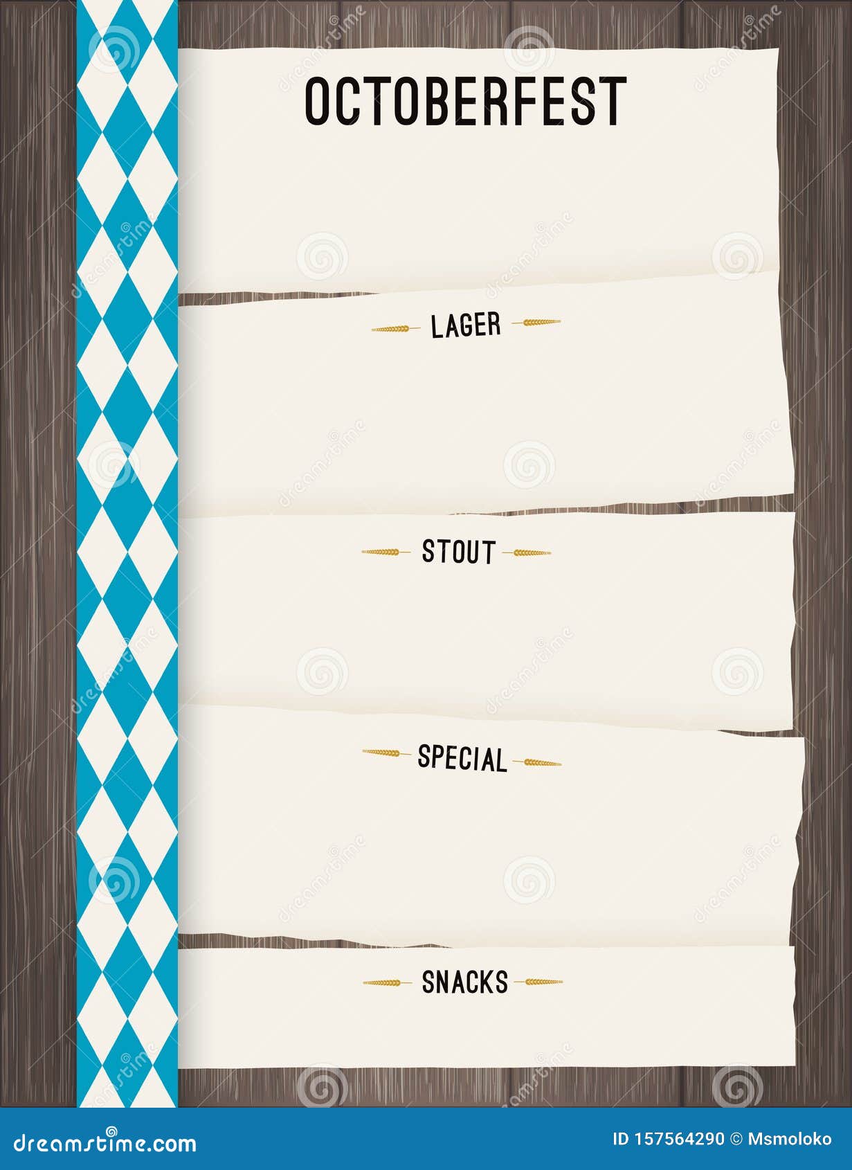 Vector Octoberfest Background For Beer Table Menu Or Flyer. Vintage ...