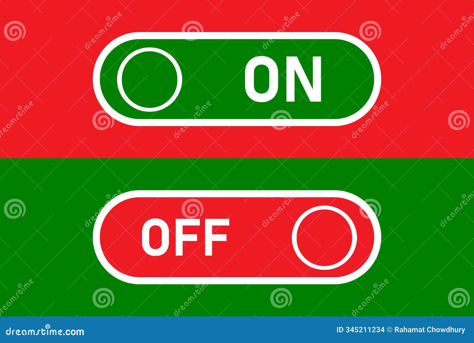Vector on Off Switch Icon in Green and Red for Digital, UI, Control ...
