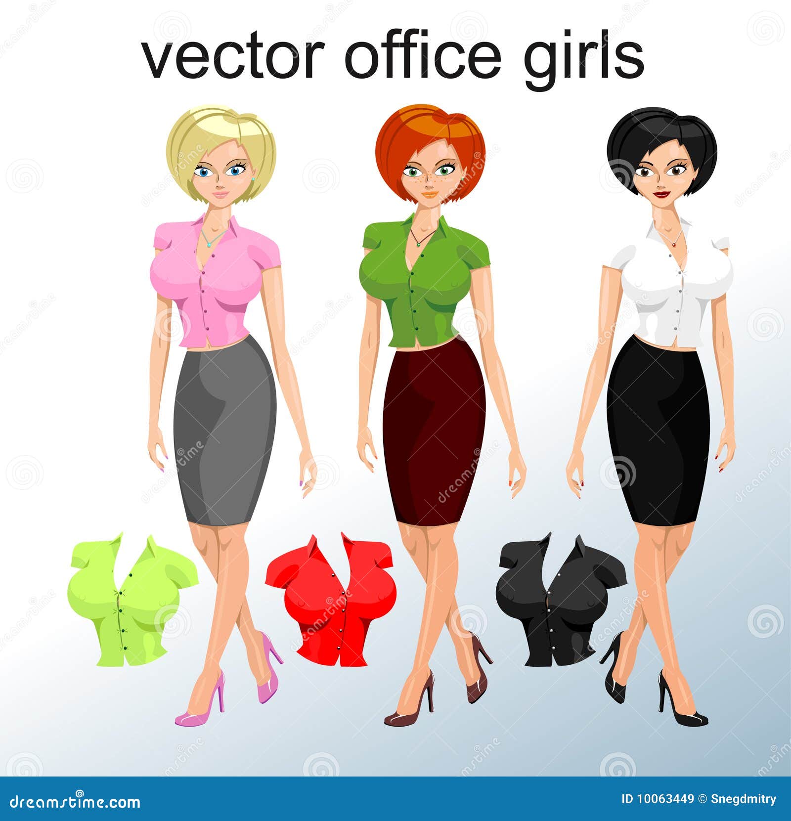 Vector office girls stock vector. Illustration of model - 10063449