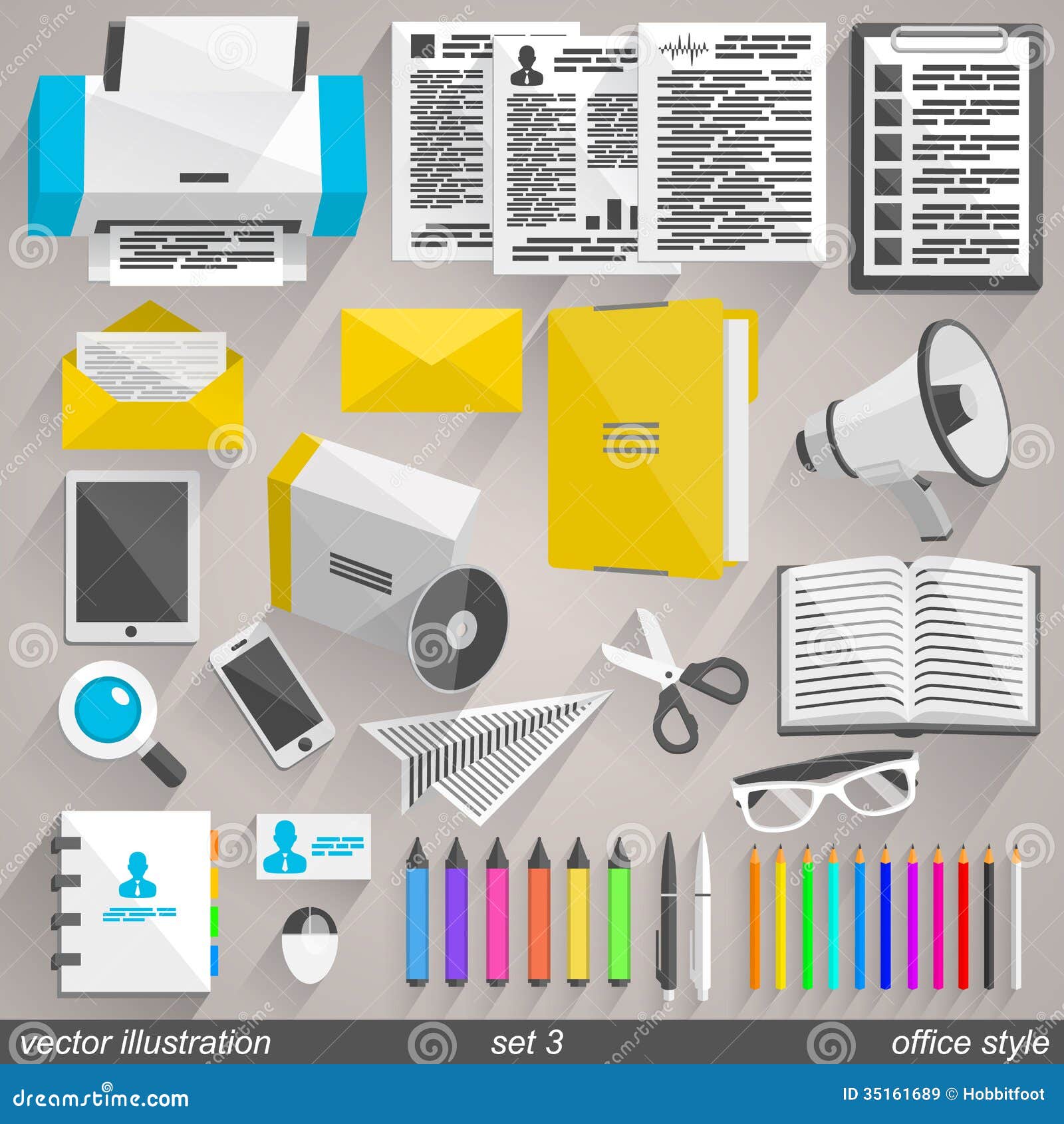 Vector office style. set 3 stock vector. Illustration of graphic - 35161689