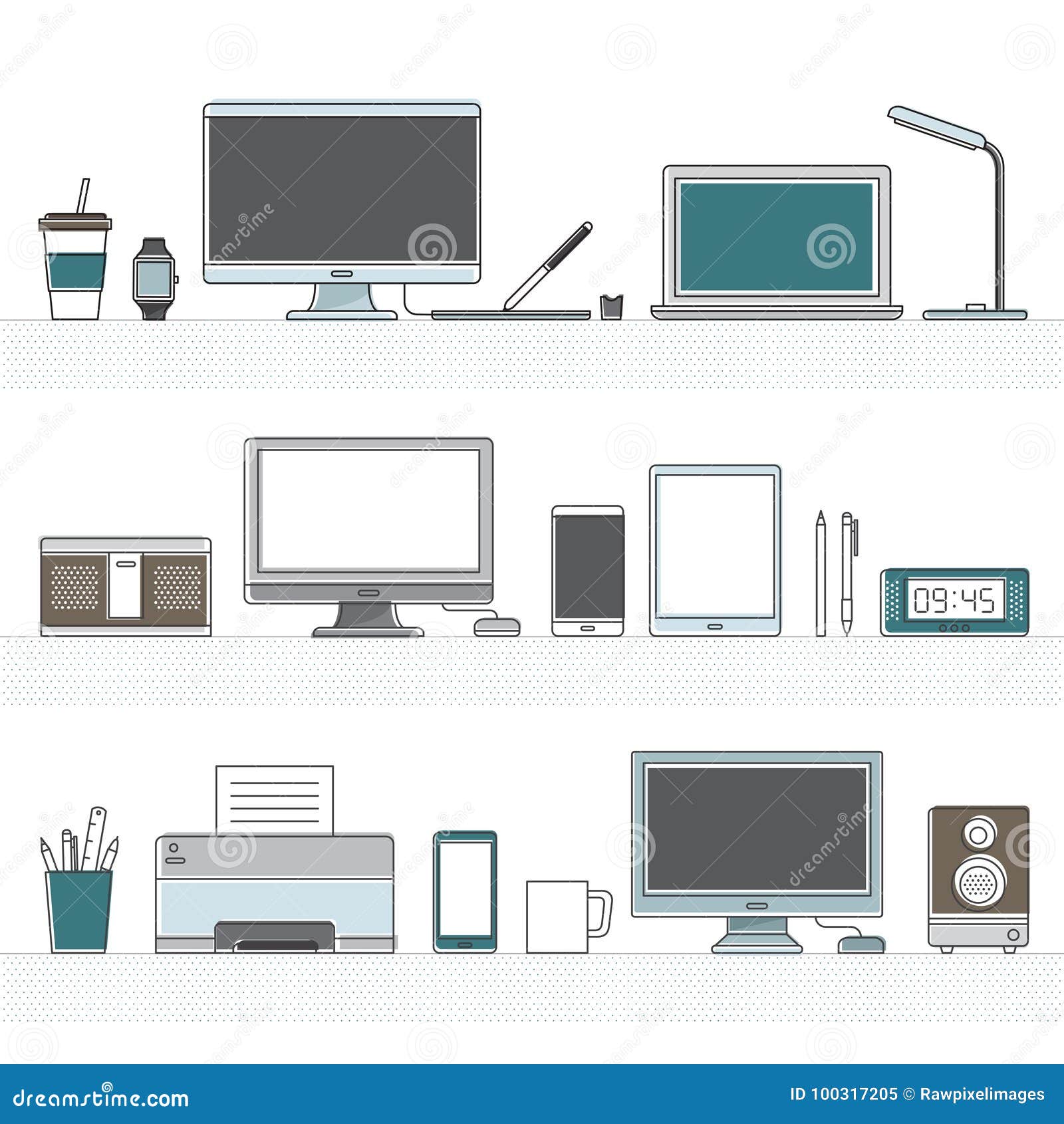 Vector of Office Supplies Illustration Stock Vector - Illustration of ...