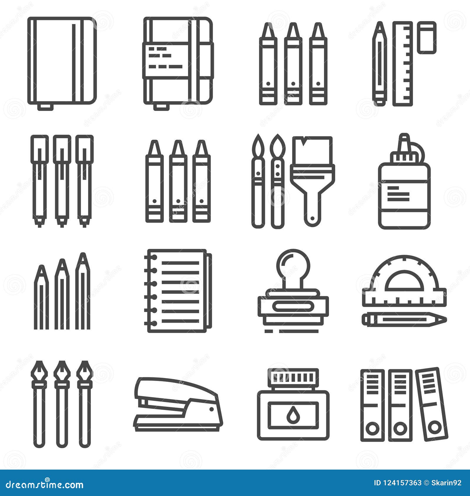 Vector Office Things, Thin Line Icons Set. Stock Vector - Illustration ...