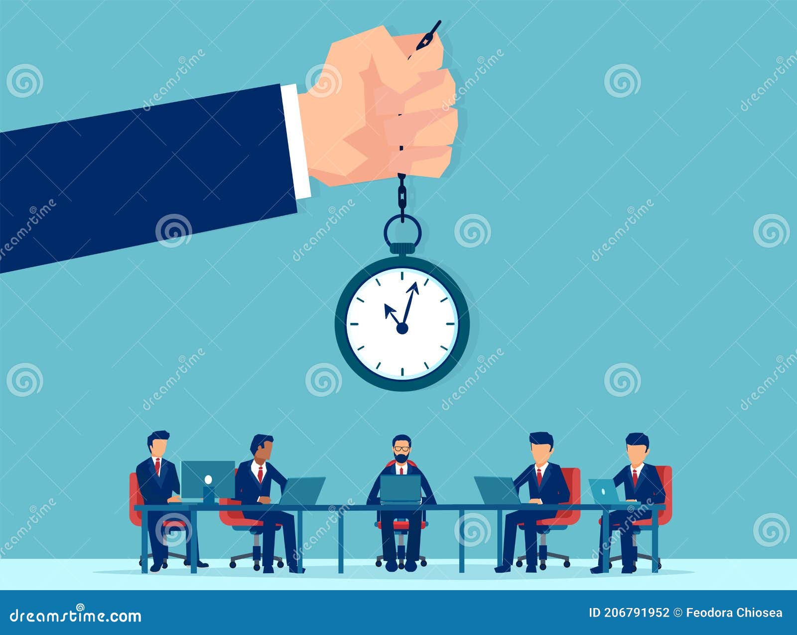 Vector of Office Workers Working Overtime Being Controlled by a ...
