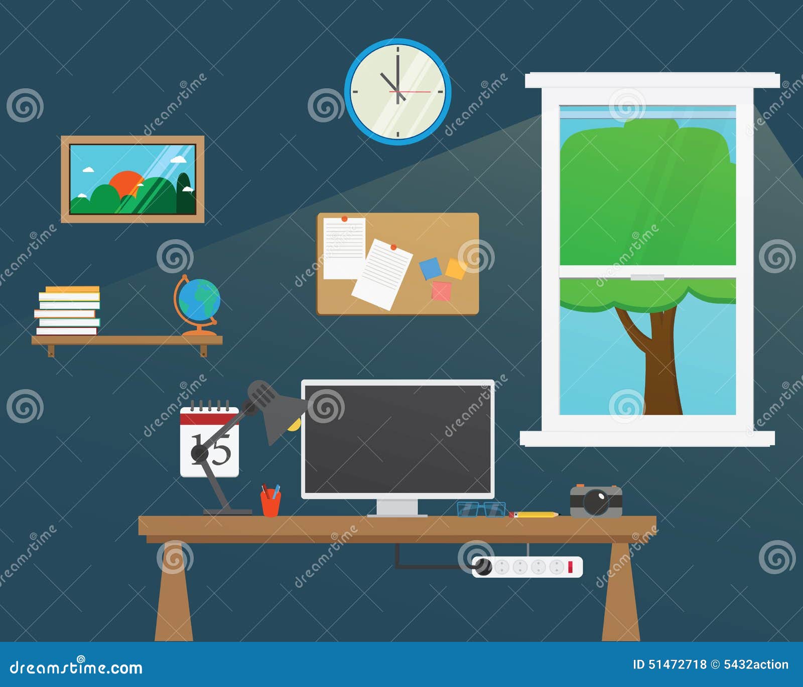 Vector of Office Workstation Room.Creative Stock Vector - Illustration ...