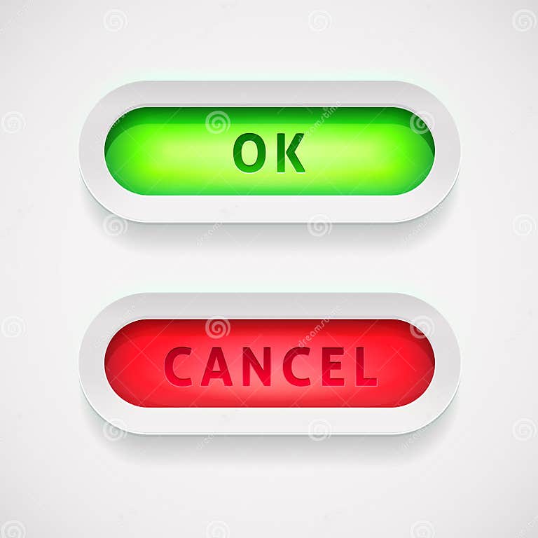 Vector OK and Cancel Button Stock Vector - Illustration of glossy ...