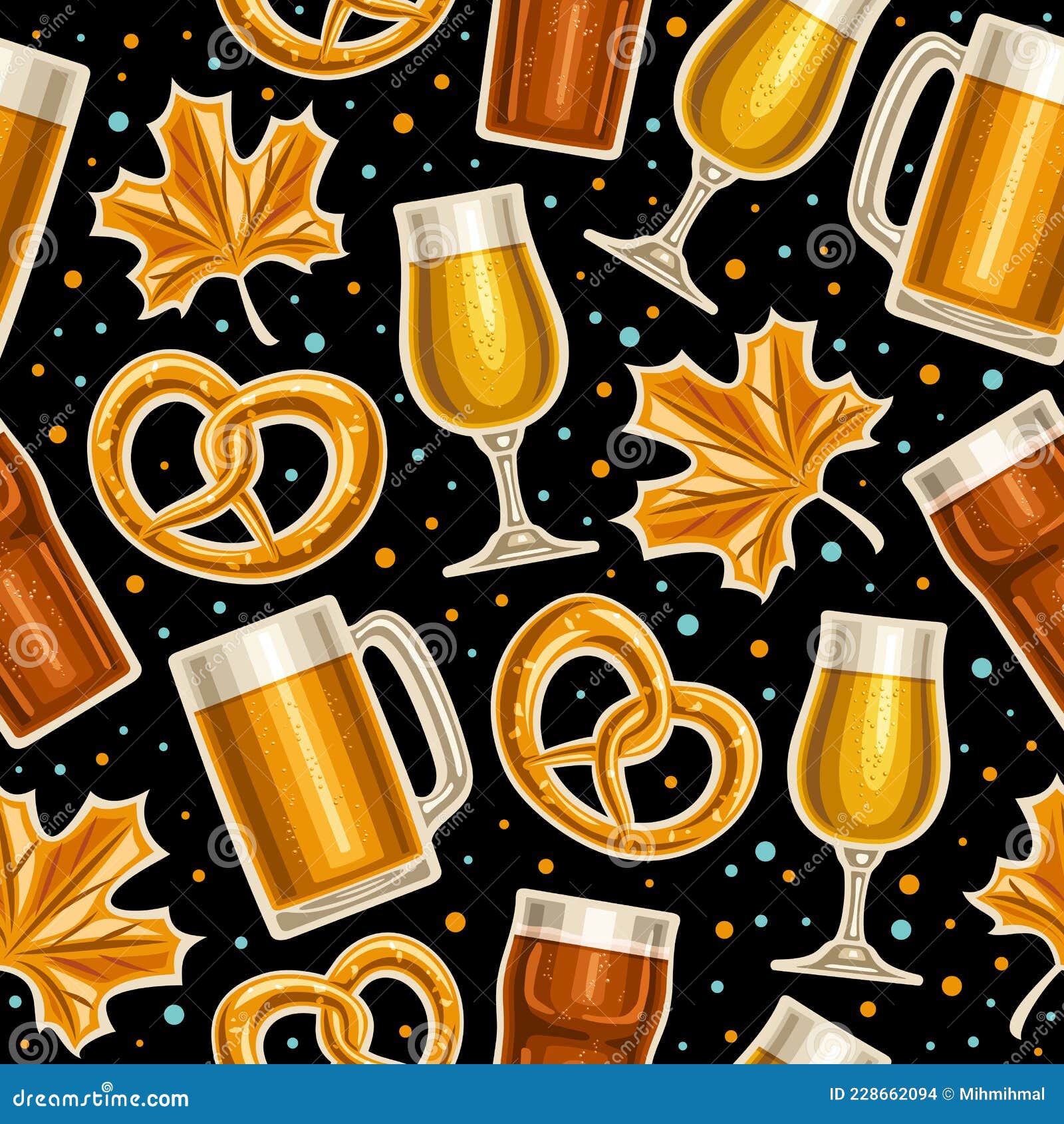Vector Oktoberfest Seamless Pattern Stock Vector - Illustration of brew ...