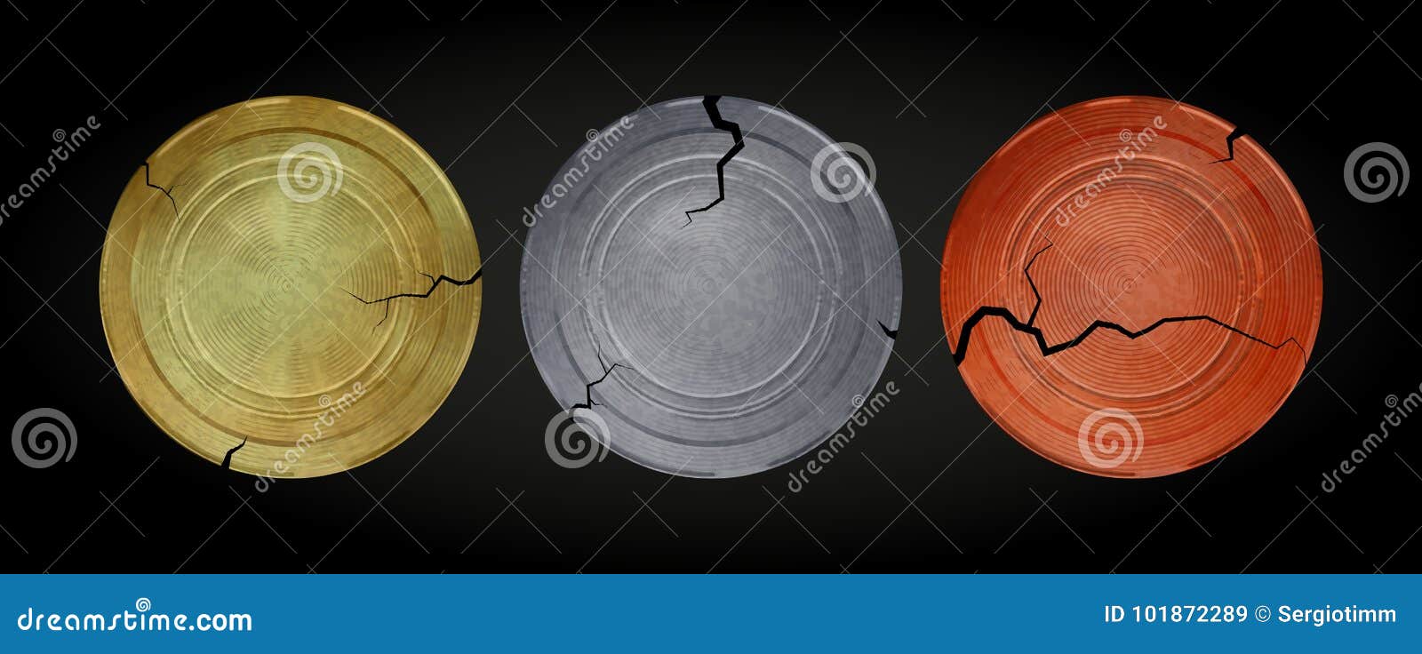 Vector Old Blank Antique Coins of Gold Copper Silver Stock Vector ...