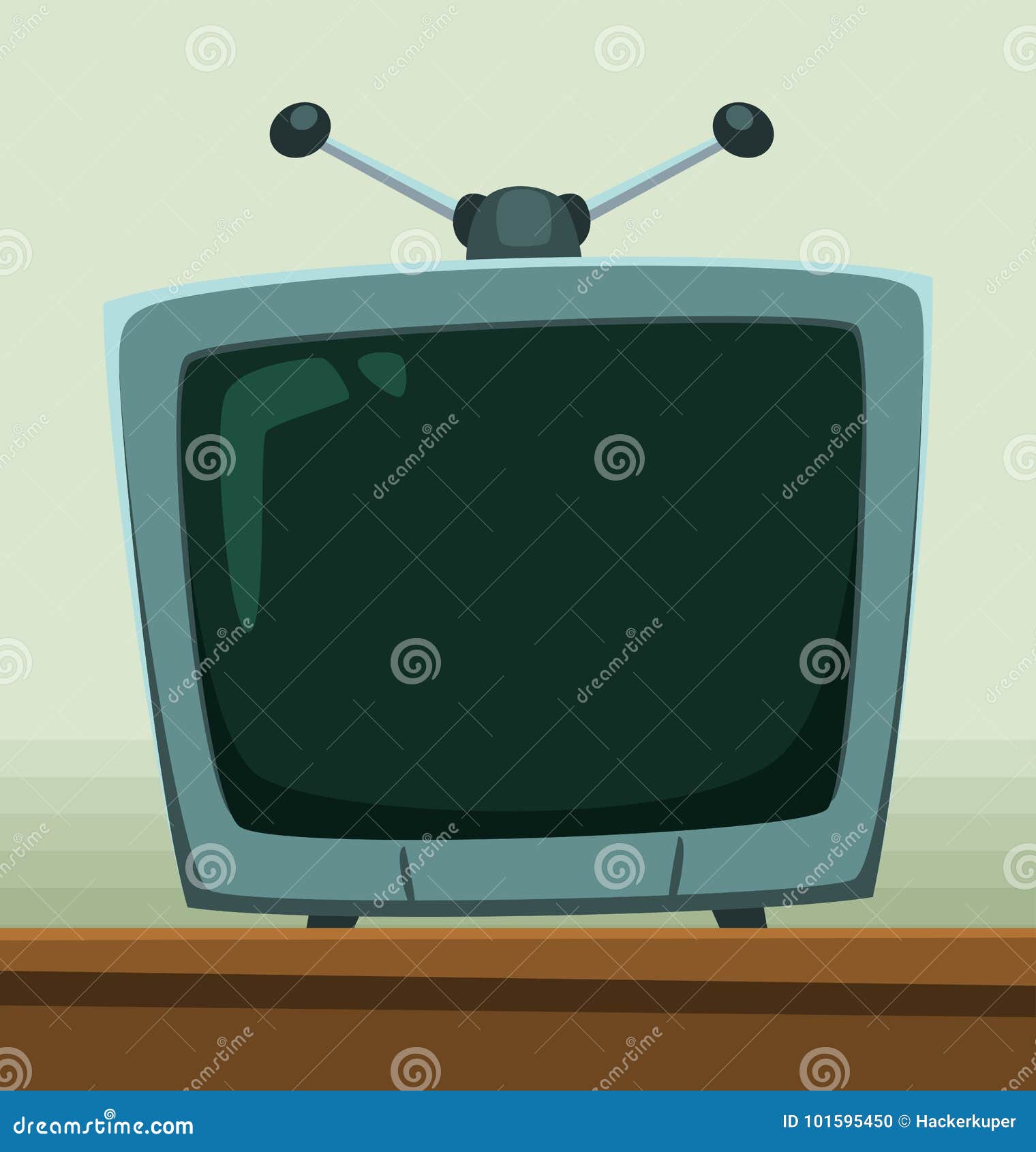 Vector Old Cartoon Common Typical Television Template with Antenna ...