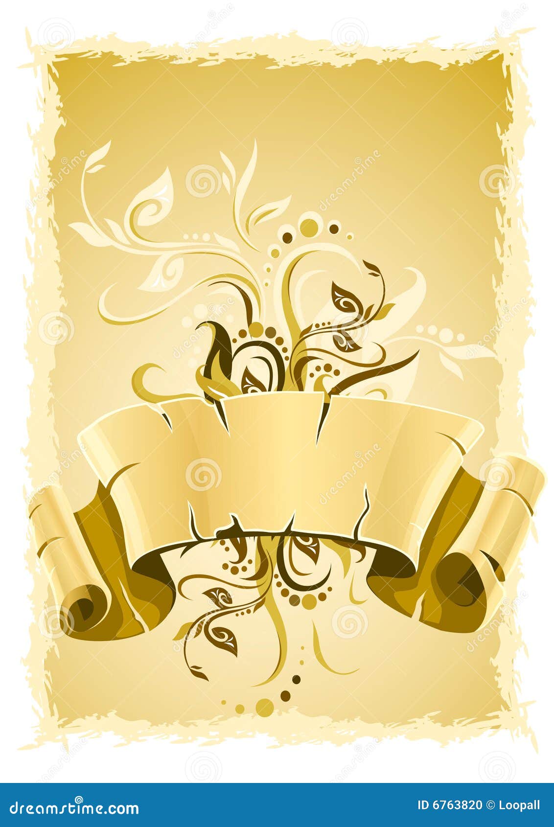 Vector Old Paper Script on Floral Background Stock Vector ...