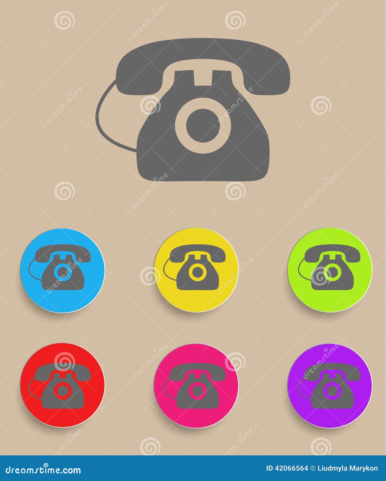 Vector Old Phone Icons with Color Variations Stock Vector ...
