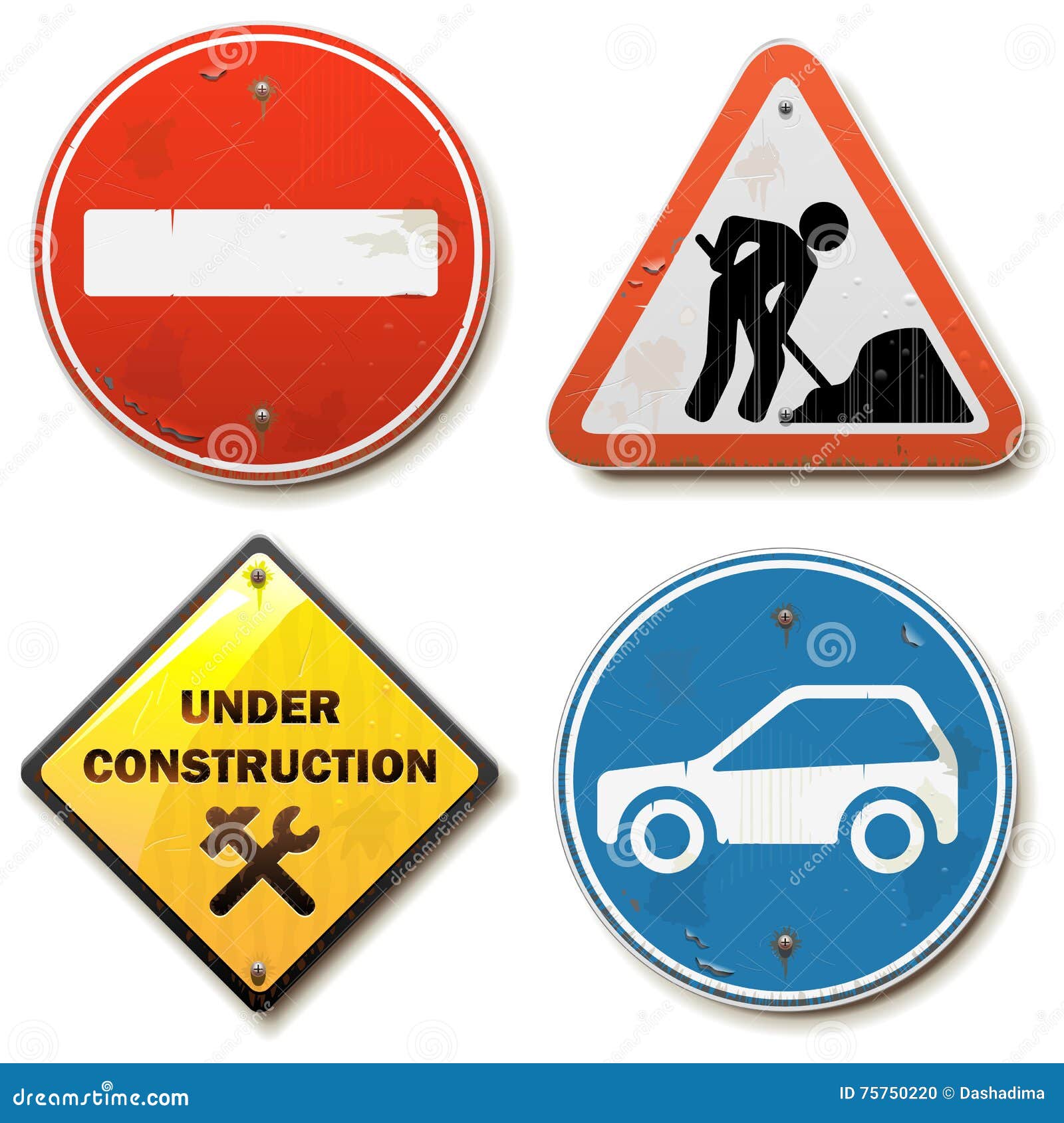 Vector Old Road Signs stock vector. Illustration of signs - 75750220