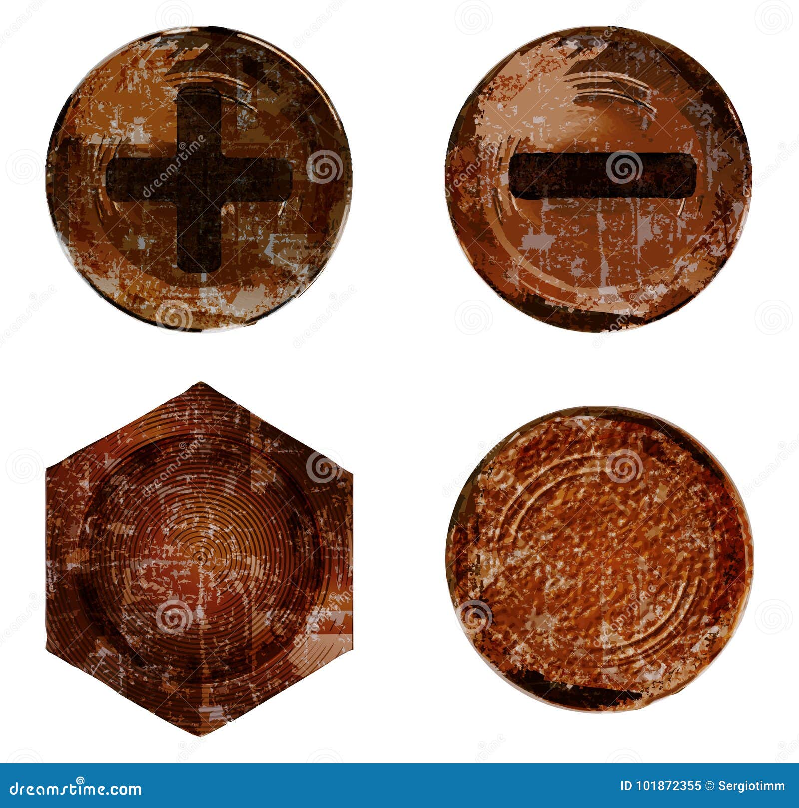 Old Rusty Bolts Screw. Hardware Rust Metal Texture For Different Iron ...