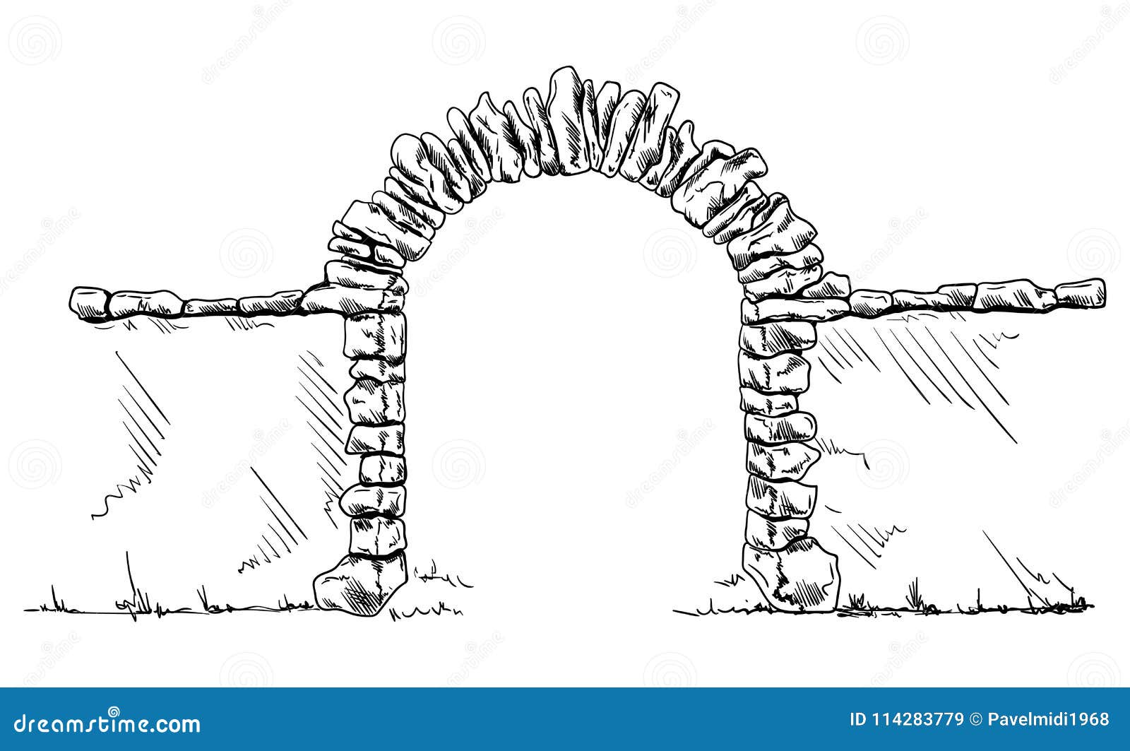 Stone gate draw stock vector. Illustration of entry - 114283779
