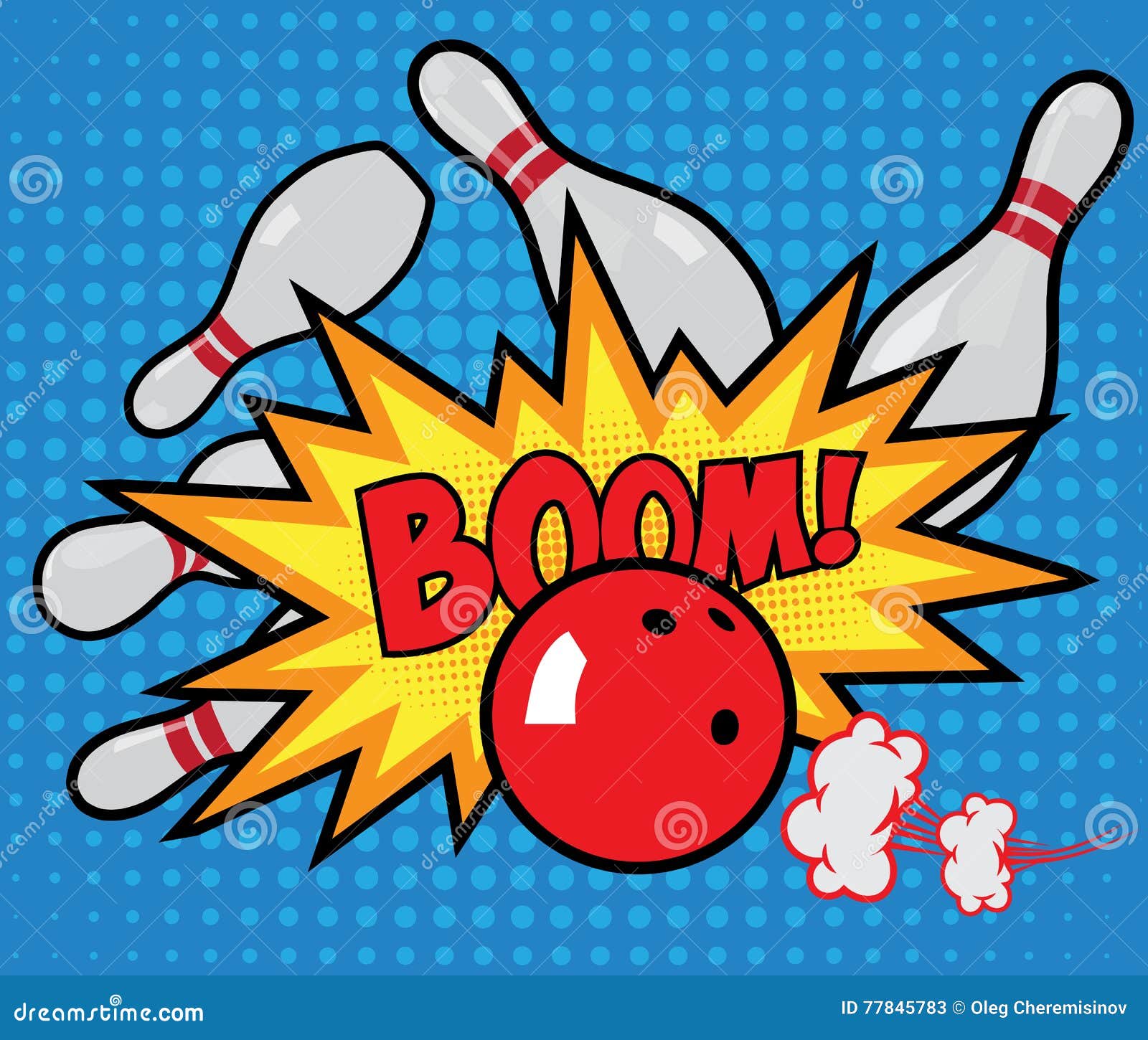 MBE Style Bowling Illustration. Vector Bowling Ball And Falling Pins ...